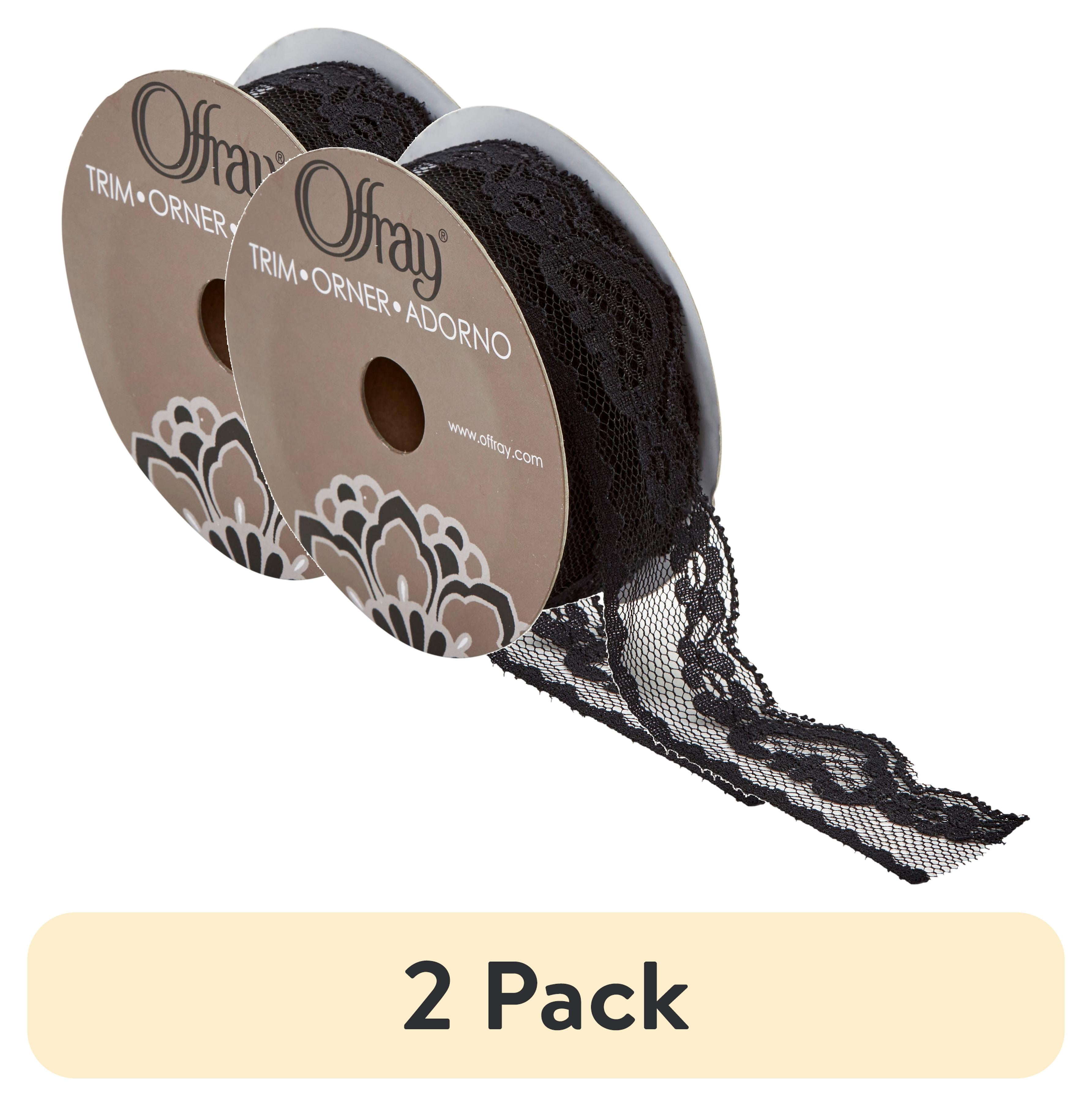 (2 pack) Simplicity Trim, Black 1 1/5 inch Sheer Decorative Lace Trim ...