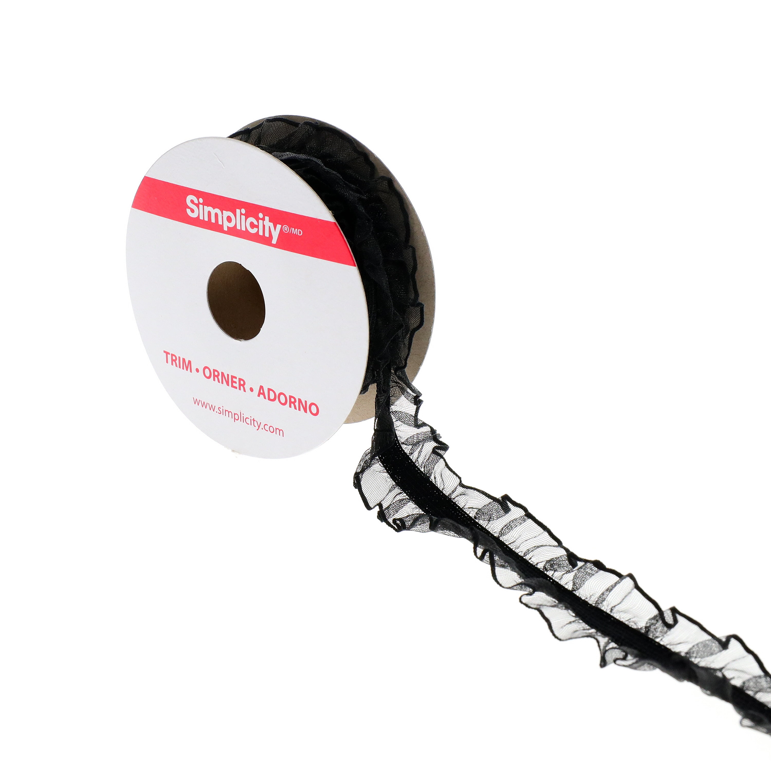 Simplicity Trim, Black 1 inch Double Sheer Ruffled Elastic Trim Great ...