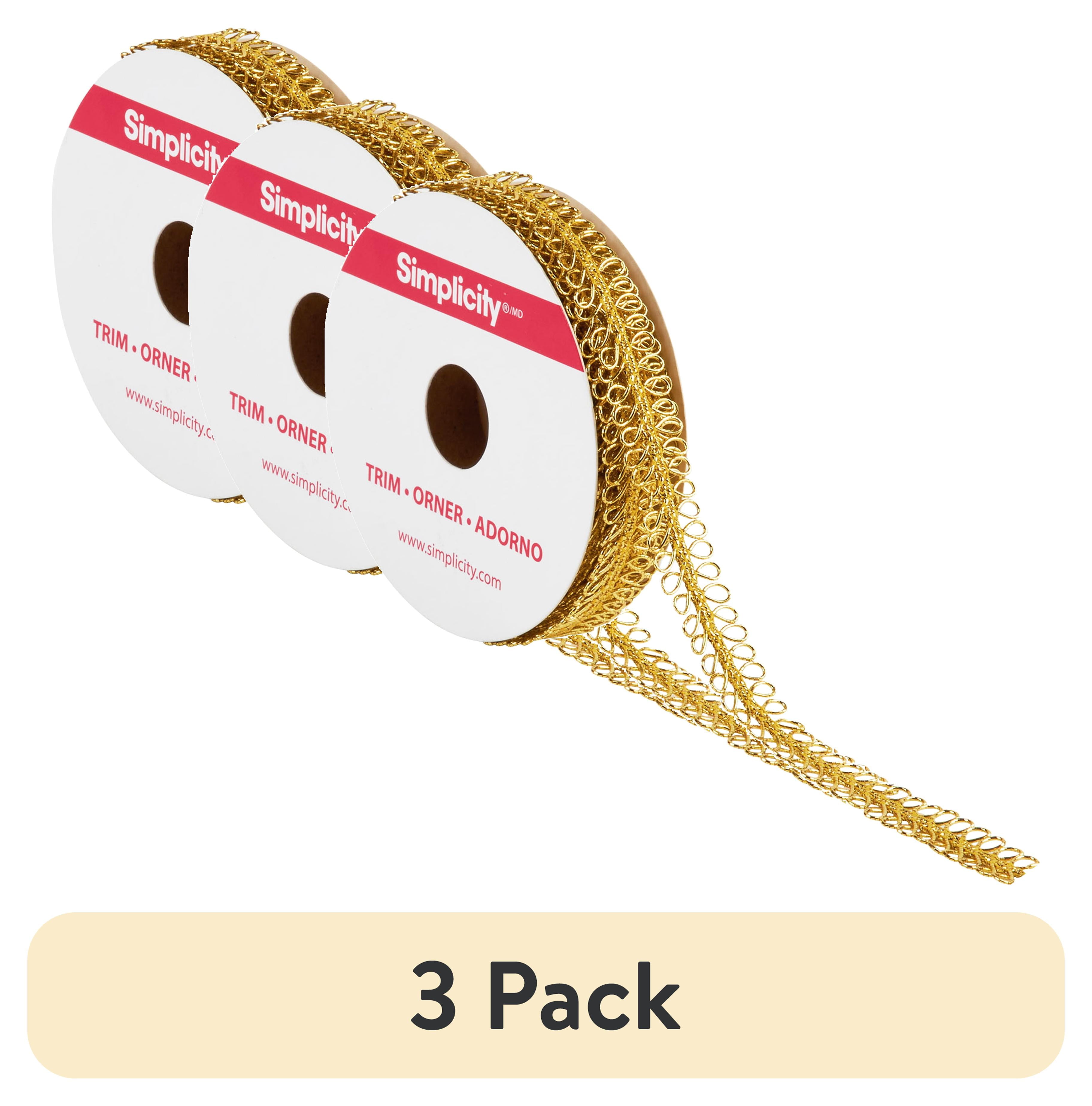 (3 pack) Simplicity Trim, Gold 1/2 inch Double Loop Gimp Trim Great for ...