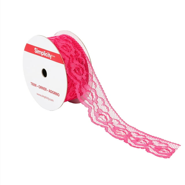 Simplicity Trim, Hot Pink 1 1/4 inch Rose Lace Trim Great for Apparel ...