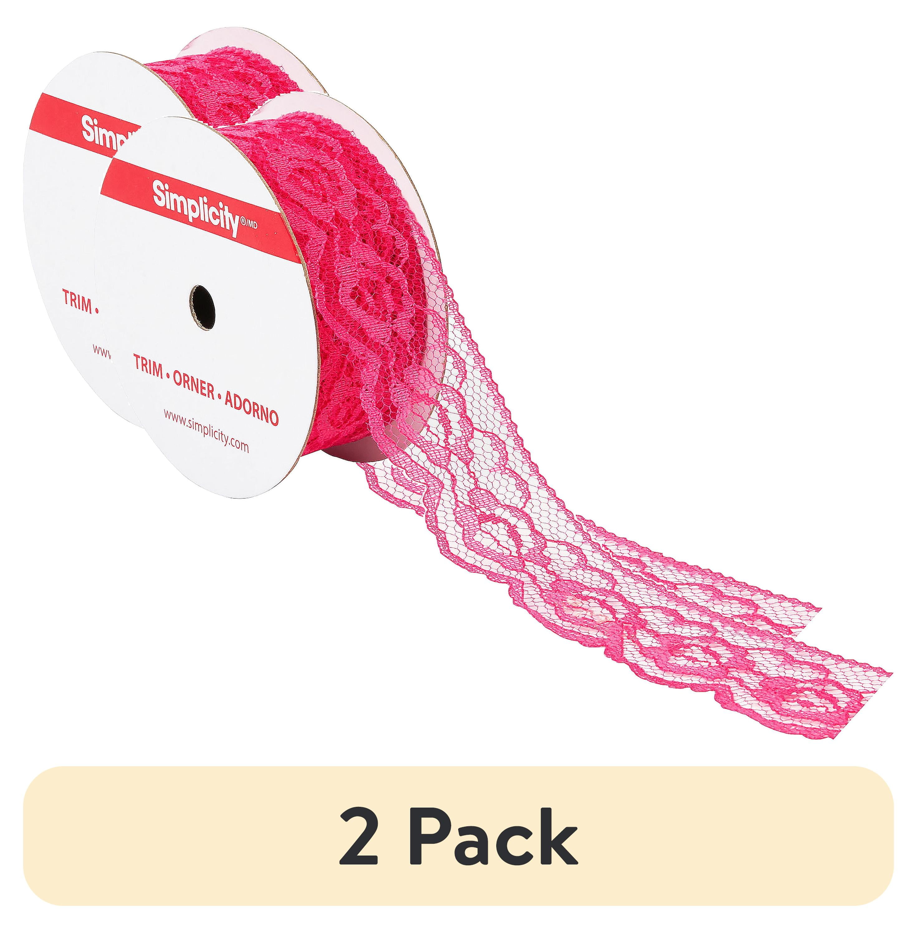 (2 pack) Simplicity Trim, Hot Pink 1 1/4 inch Rose Lace Trim Great for ...