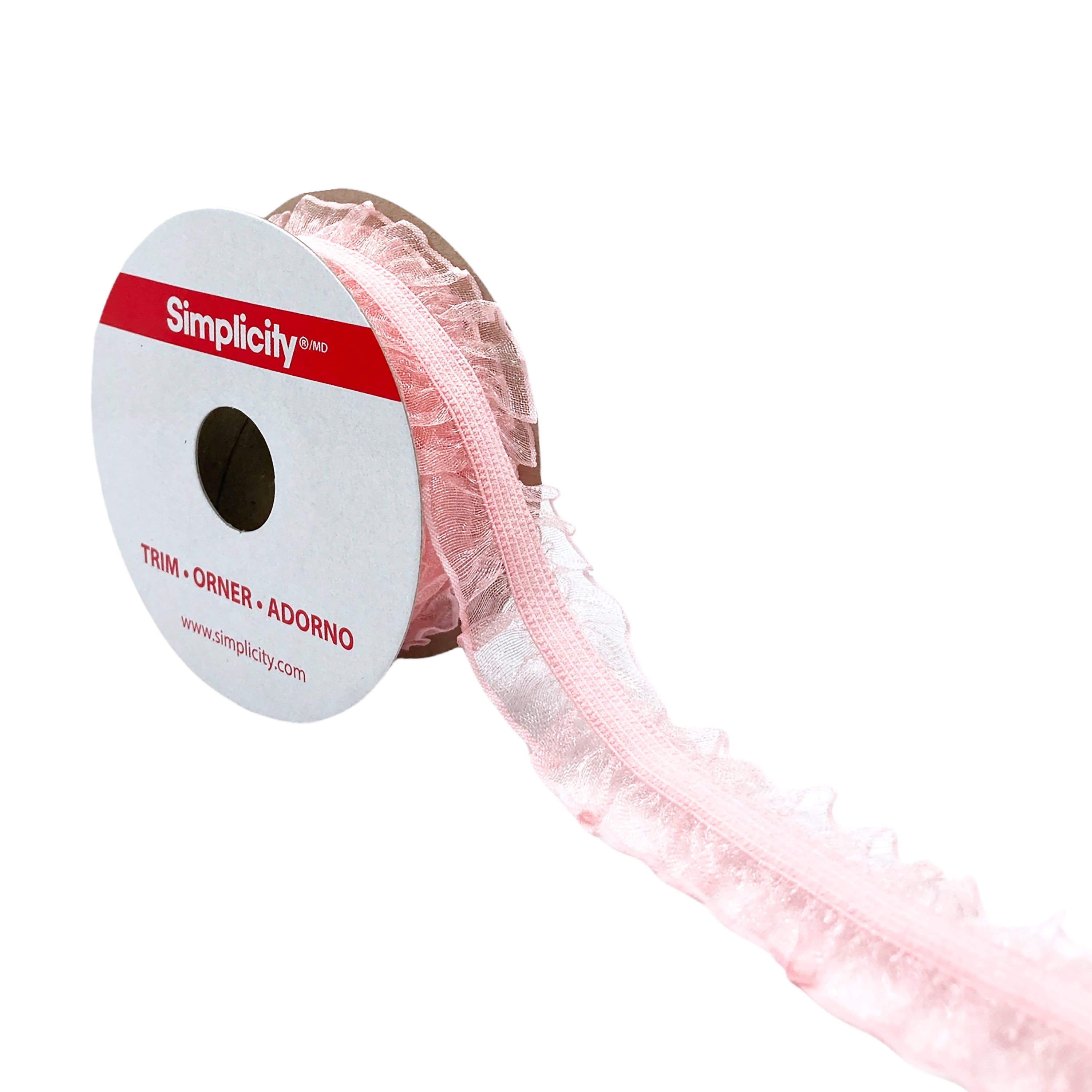 Simplicity Trim, Light Pink 1 inch Double Sheer Ruffled Elastic Trim ...