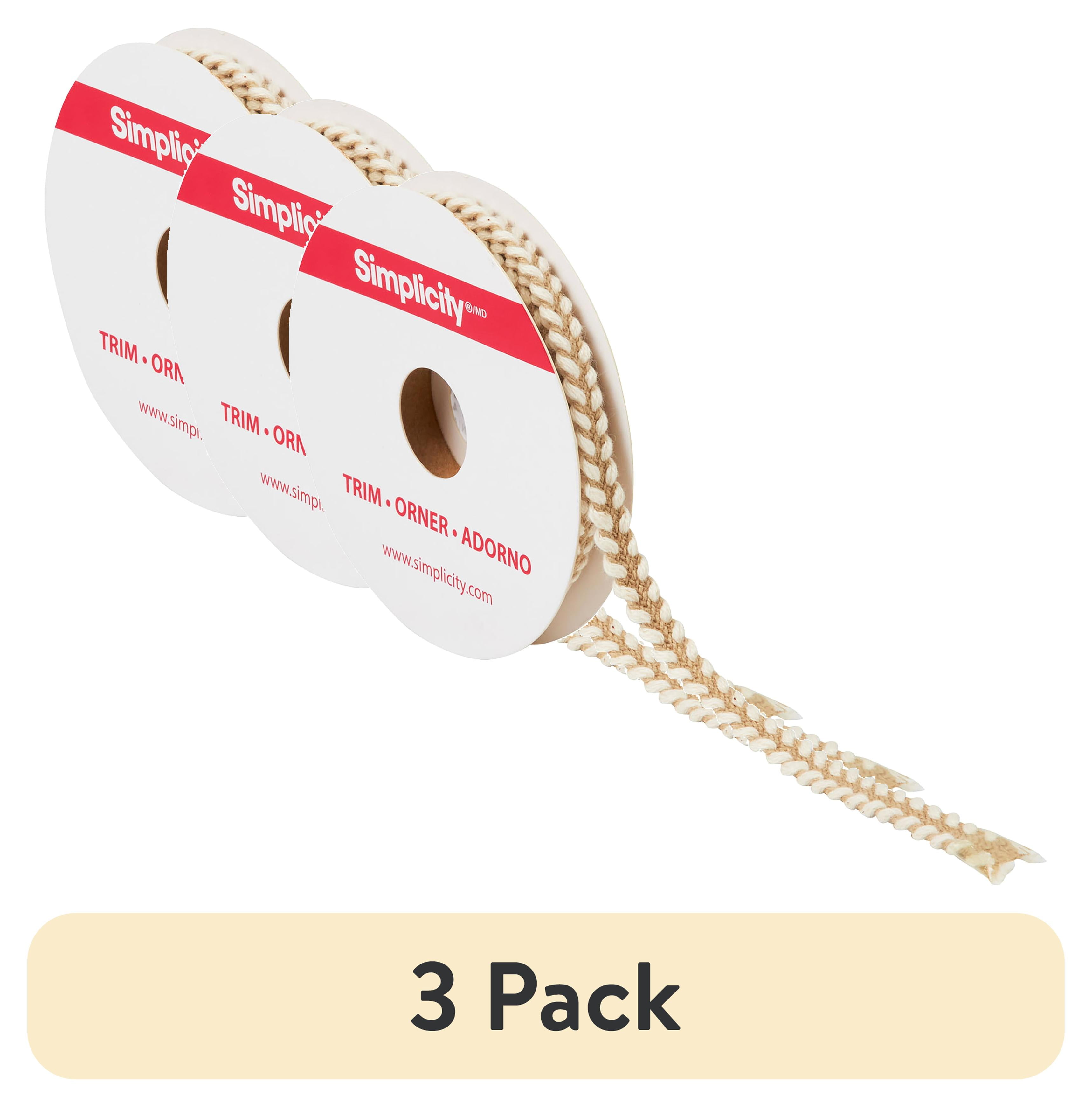 (3 pack) Simplicity Trim, Natural 1/4 inch Stitch Edge Jute Trim Great ...