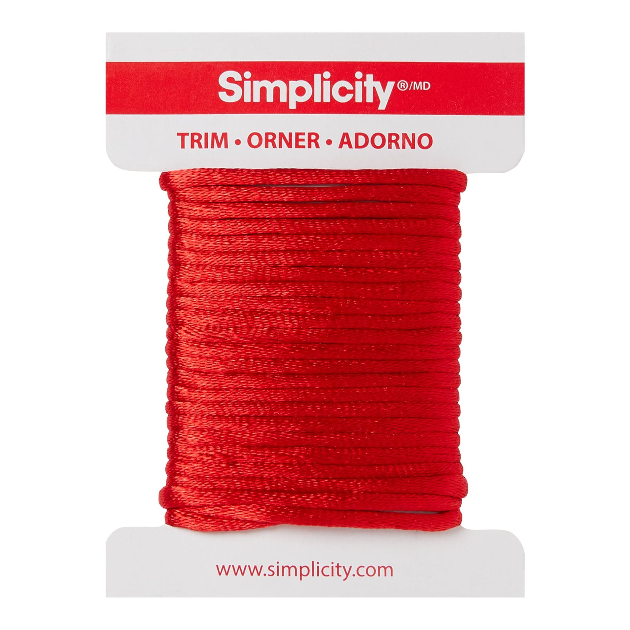 Simplicity Trim, Red 1/8 inch Rat Tail Trim Trim Great for Apparel ...