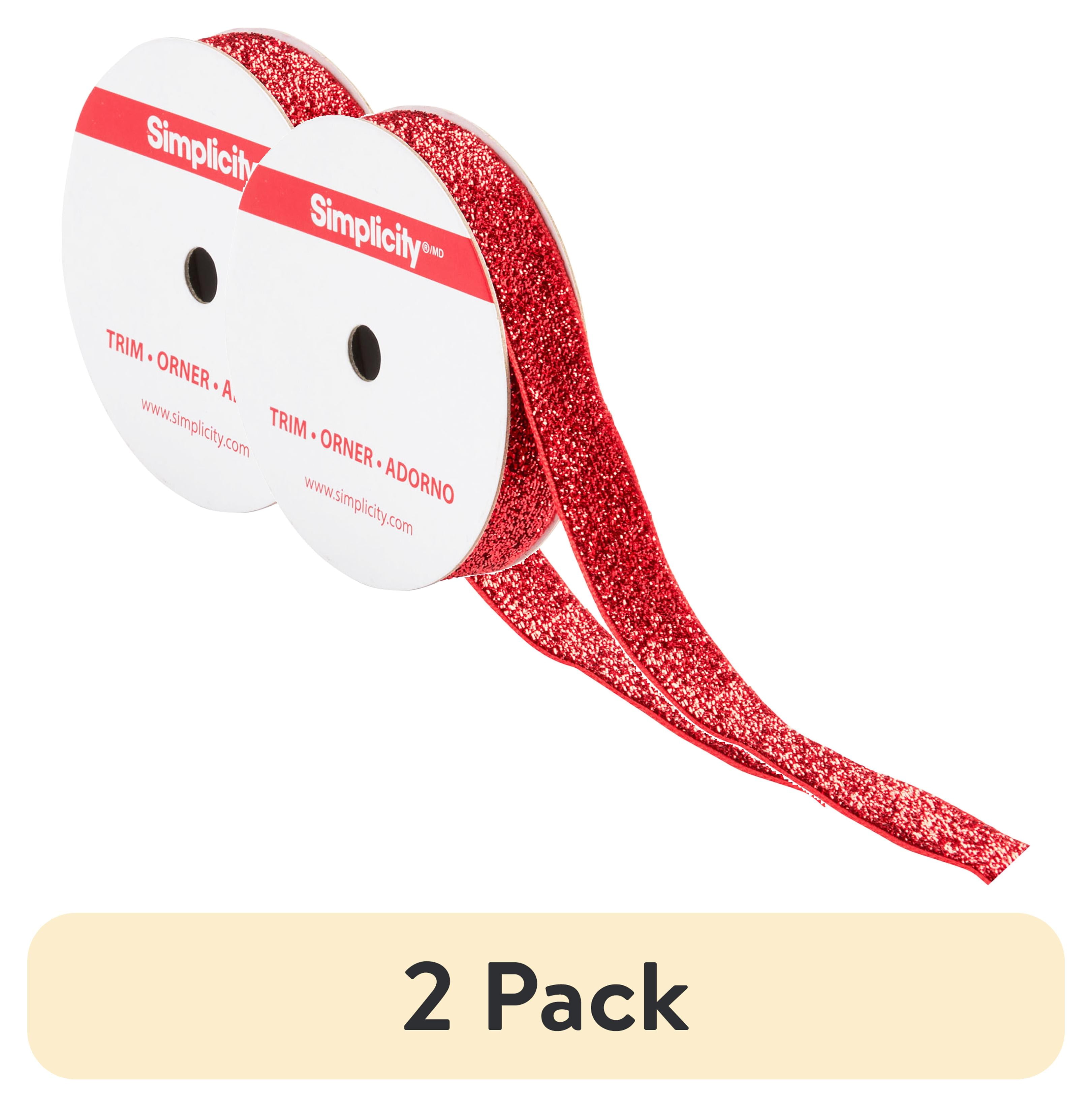 (2 pack) Simplicity Trim, Red 5/8 inch Metallic Velvet Trim Great for ...