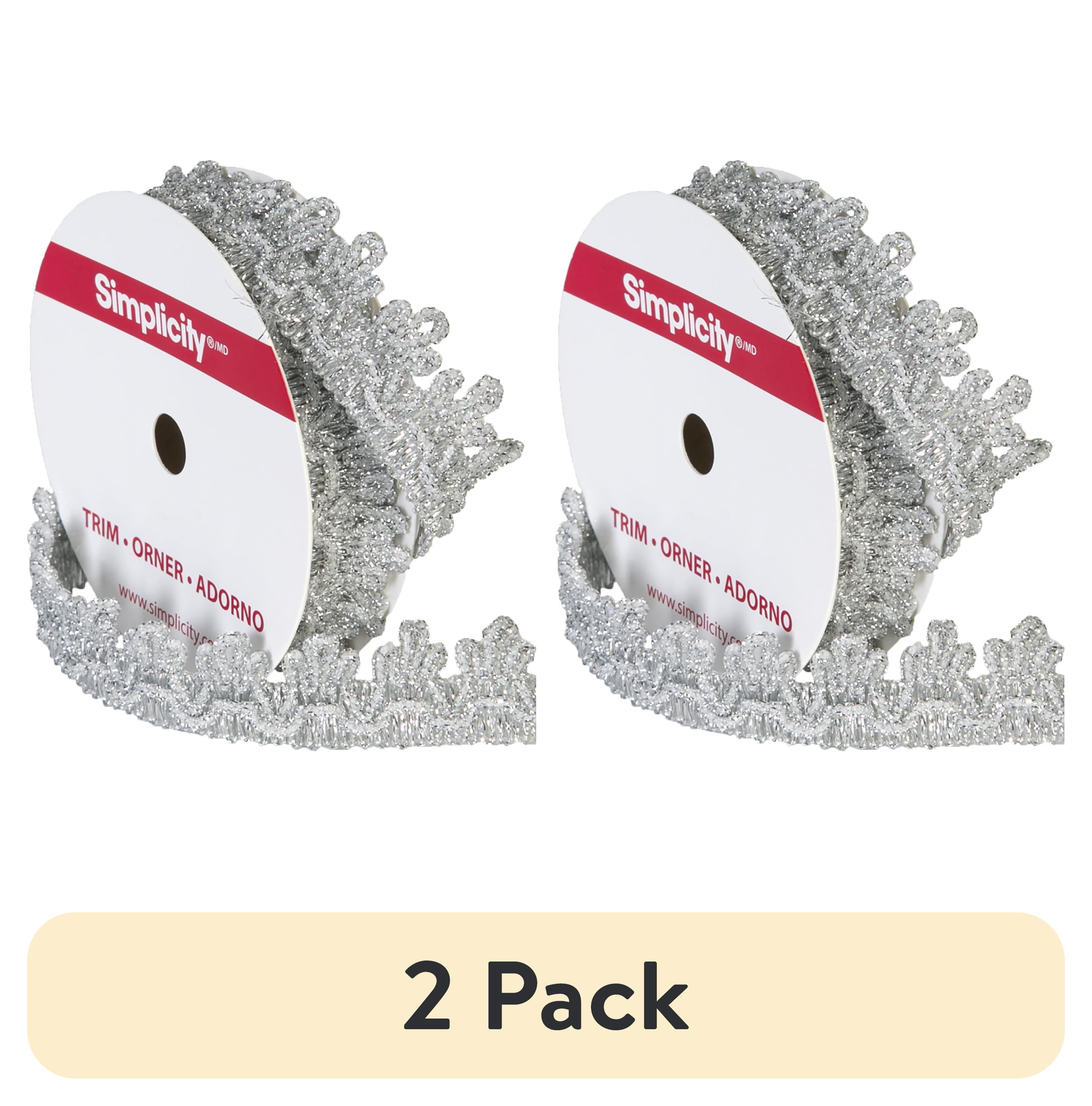 (2 pack) Simplicity Trim, Silver 3/4 inch Metallic Braid Trim Great for ...