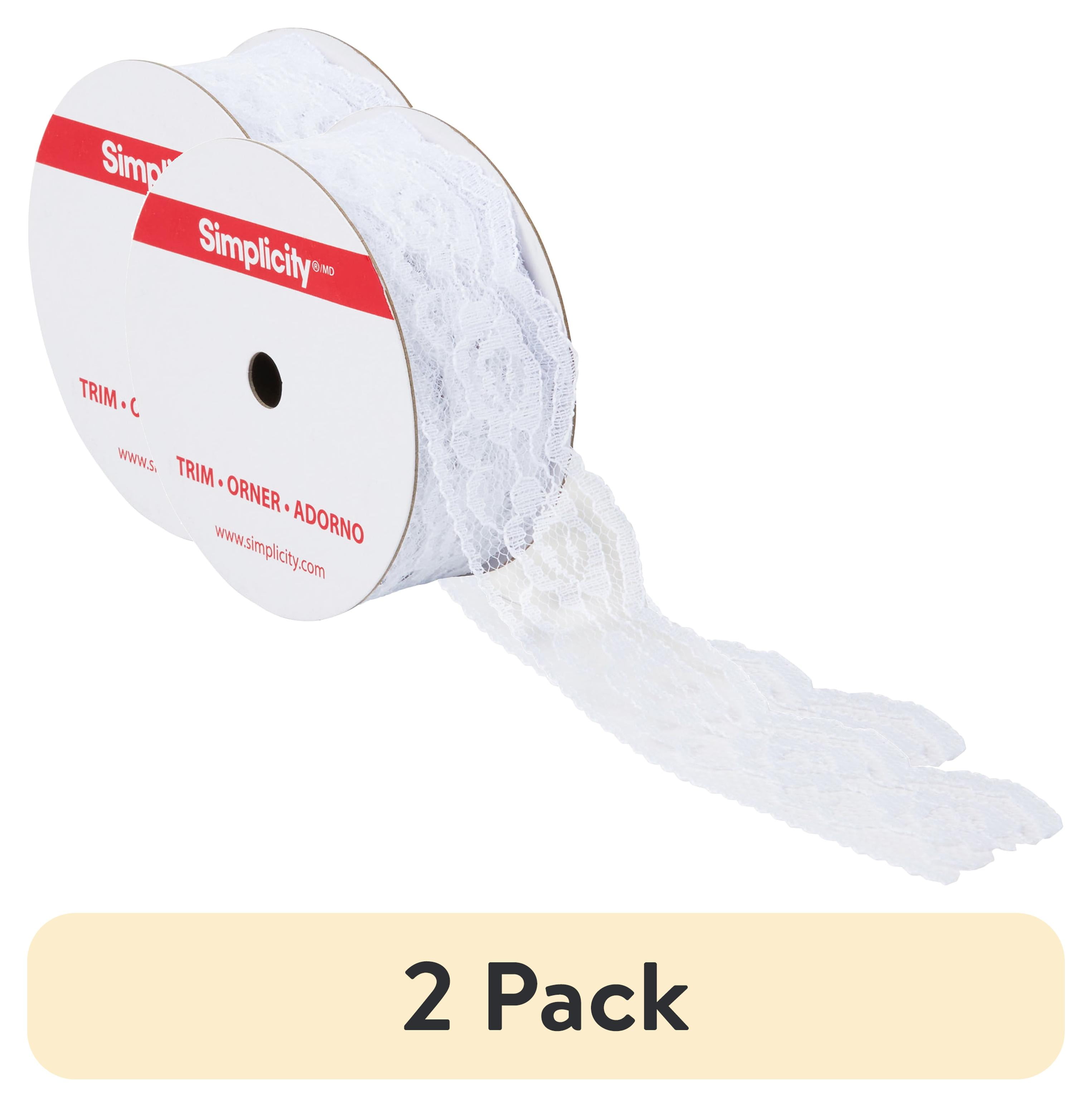 (2 pack) Simplicity Trim, White 1 1/4 inch Rose Lace Trim Great for ...