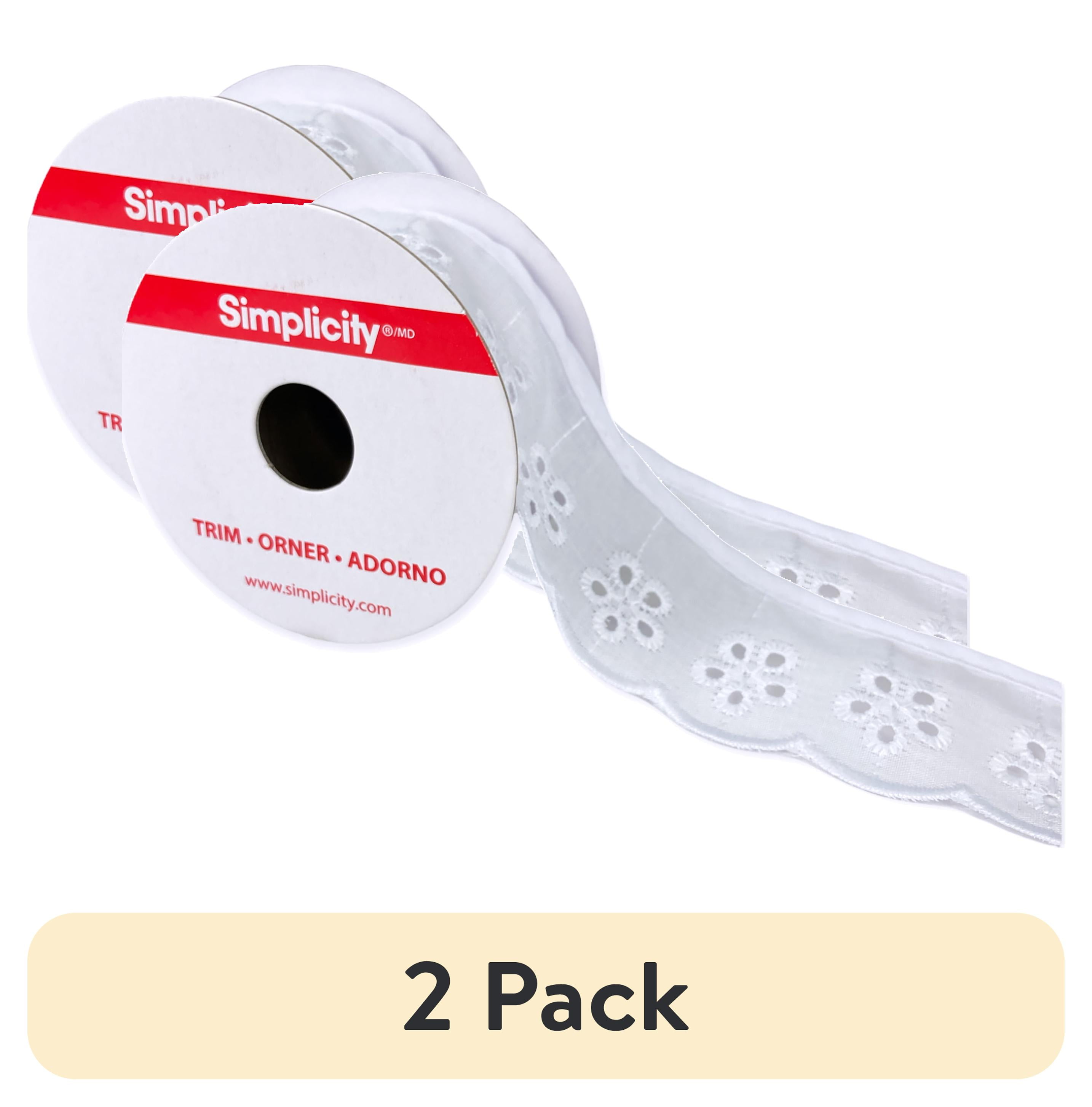(2 pack) Simplicity Trim, White 1 3/4 inch Daisy Eyelet Trim Great for Apparel, Home Decorating ...