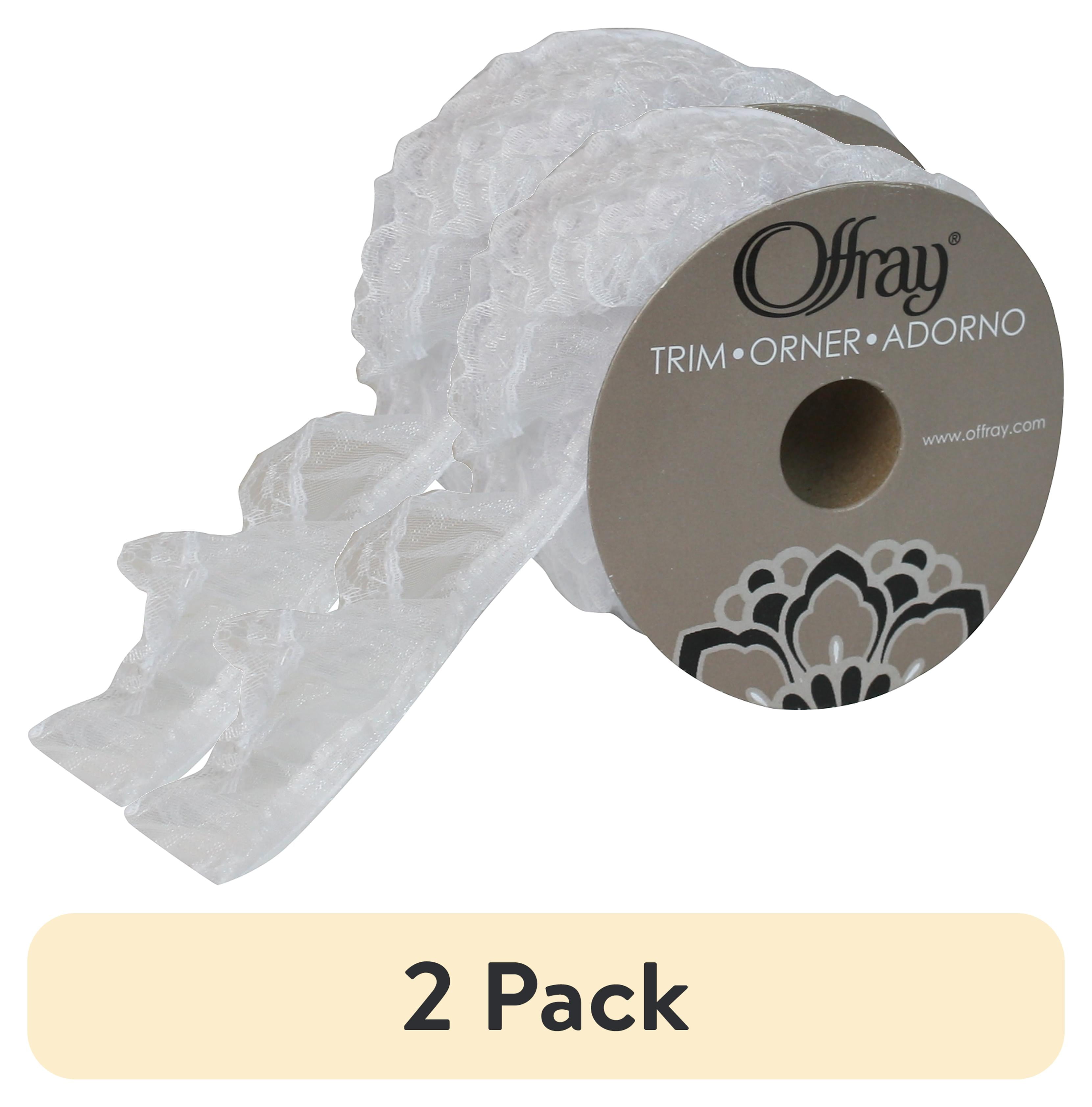 (2 pack) Simplicity Trim, White 1 5/8 inch Sheer Pleated Fringe Trim ...