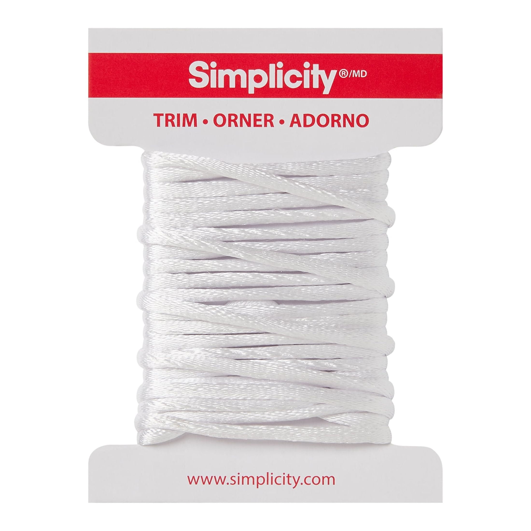 Simplicity Trim, White 1/8 inch Rat Tail Trim Trim Great for Apparel ...