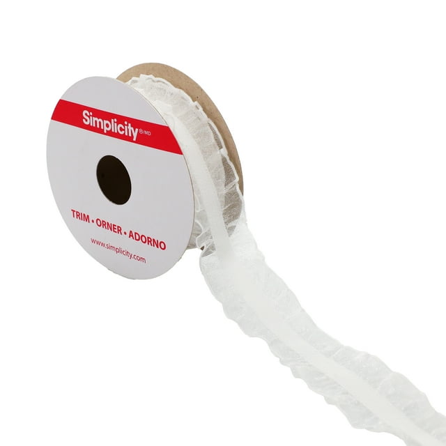 Simplicity Trim, White 1 inch Double Sheer Ruffled Elastic Trim Great ...