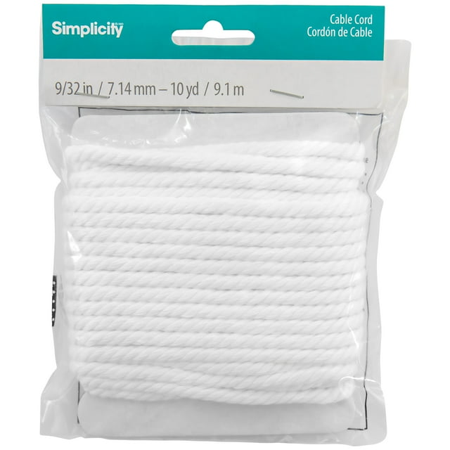 Simplicity White 9/32" Cable Cording Trim, 10 Yards - Walmart.com