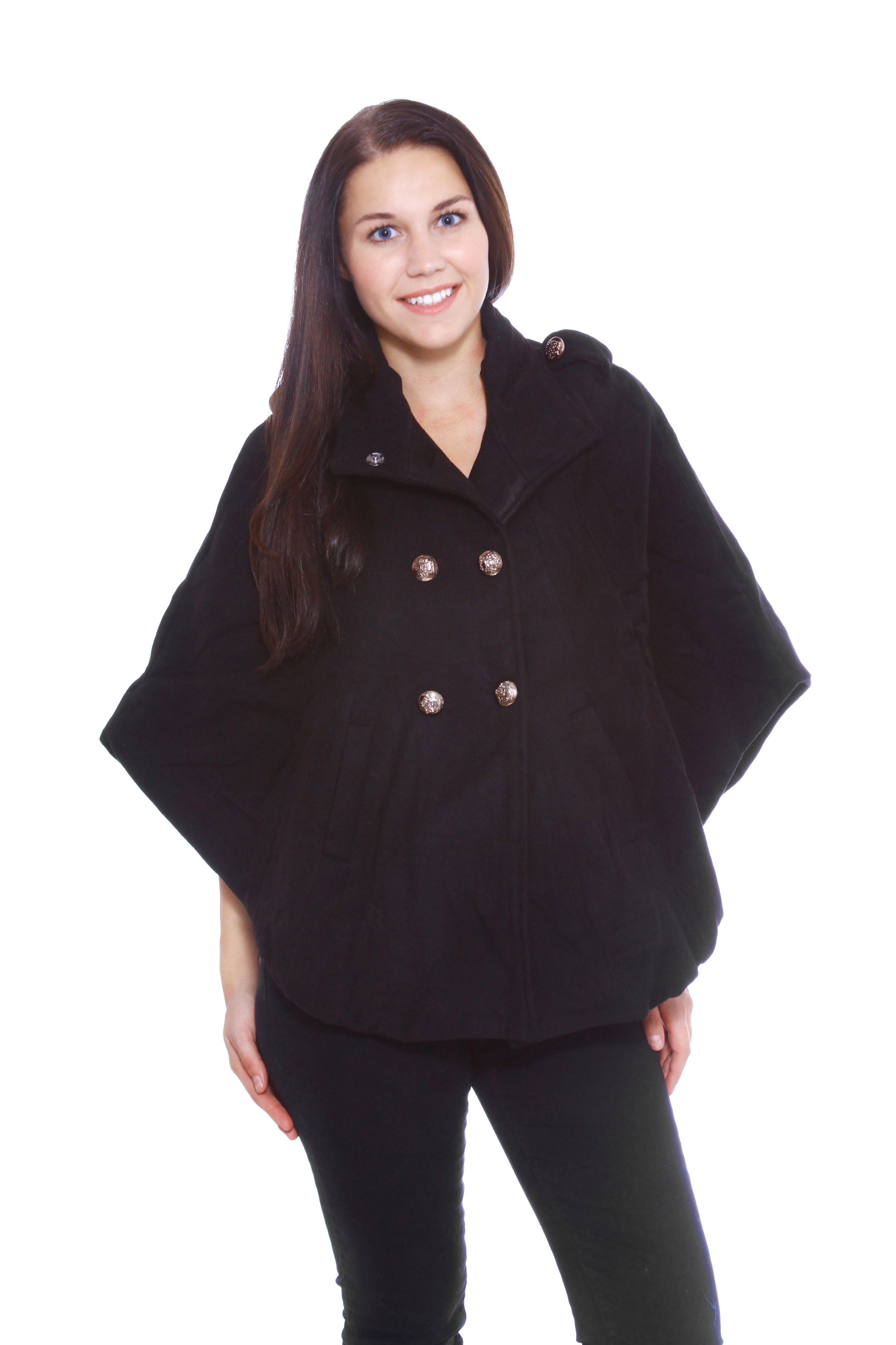 Simplicity Women's Cape-Style Coat with Bat Sleeves, Double Breasted ...