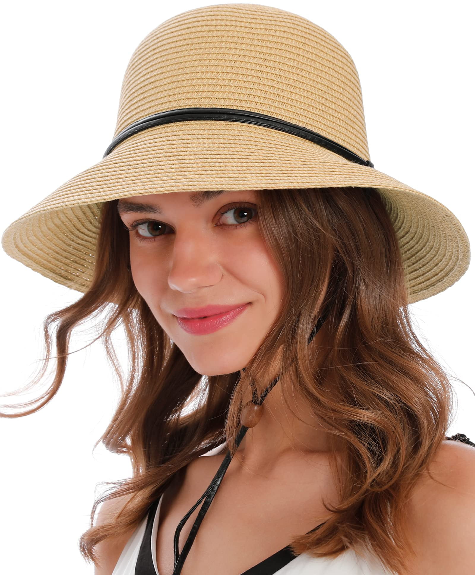 Simplicity Womens Beach Hat, Wide Brim Lightweight Straw Cute Sun Hat ...