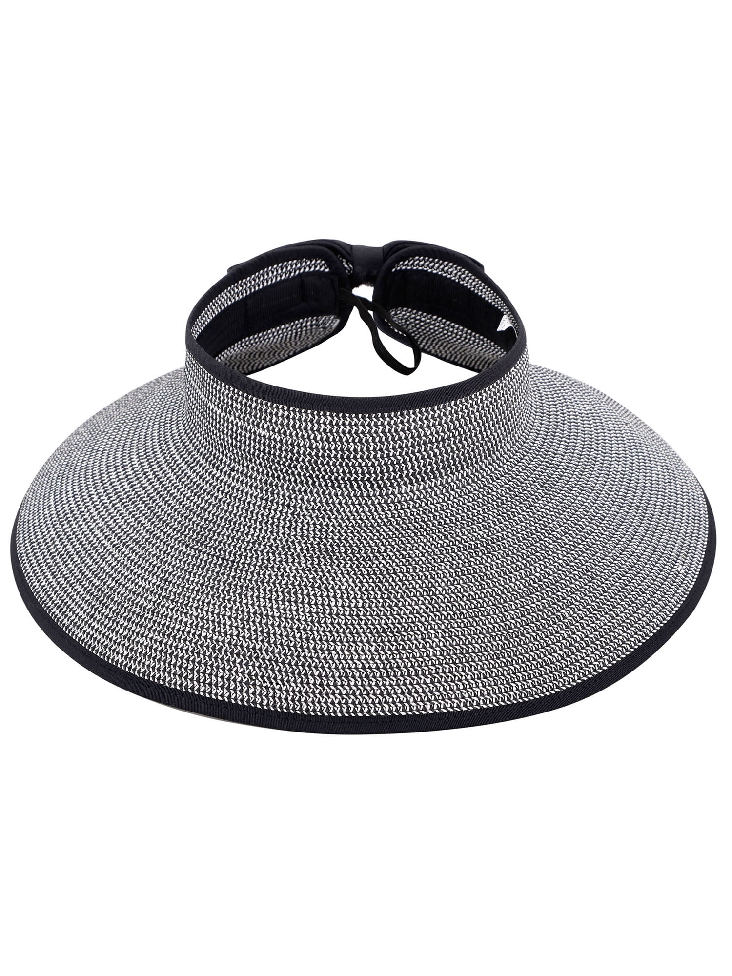 Simpli City Womens Foldable Straw Sun Hat, Adjustable Size, Black and ...