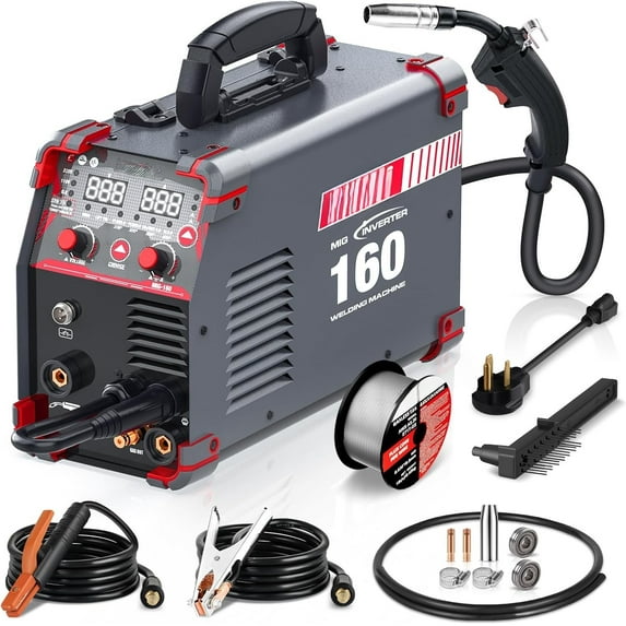 Simplified 160A MIG Welder,6 in 1 Gas MIG/Gasless Flux Core MIG//Lift ...