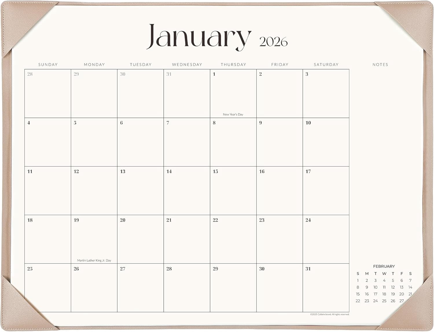 Simplified Desk Calendar 2026 with Desktop Mat, Large Desk Pad Calendar ...