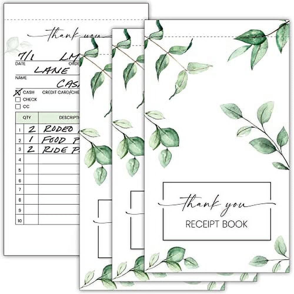 Simplified Greenery Thank You Receipt Book Set of 3 for Small ...