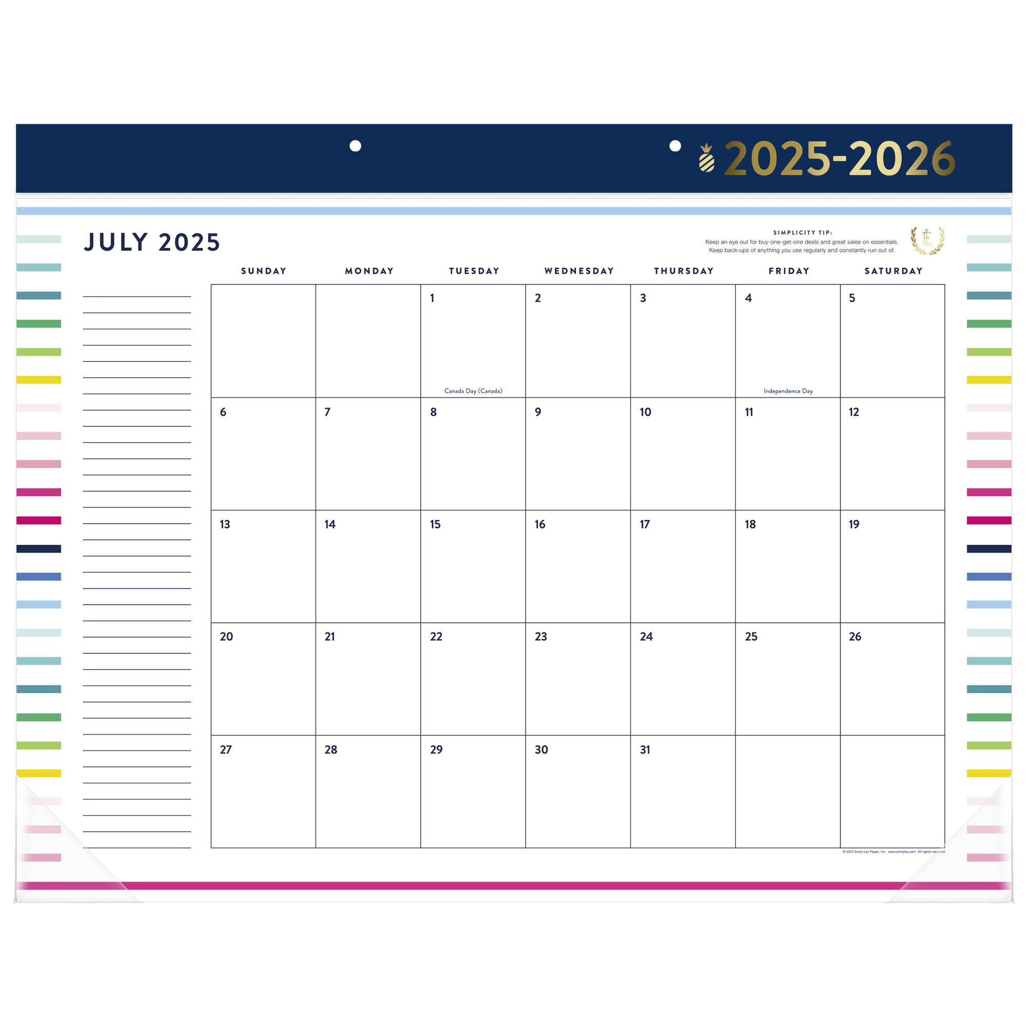 Simplified by Emily Ley for AT-A-GLANCE Academic 2025-2026 Monthly Desk ...