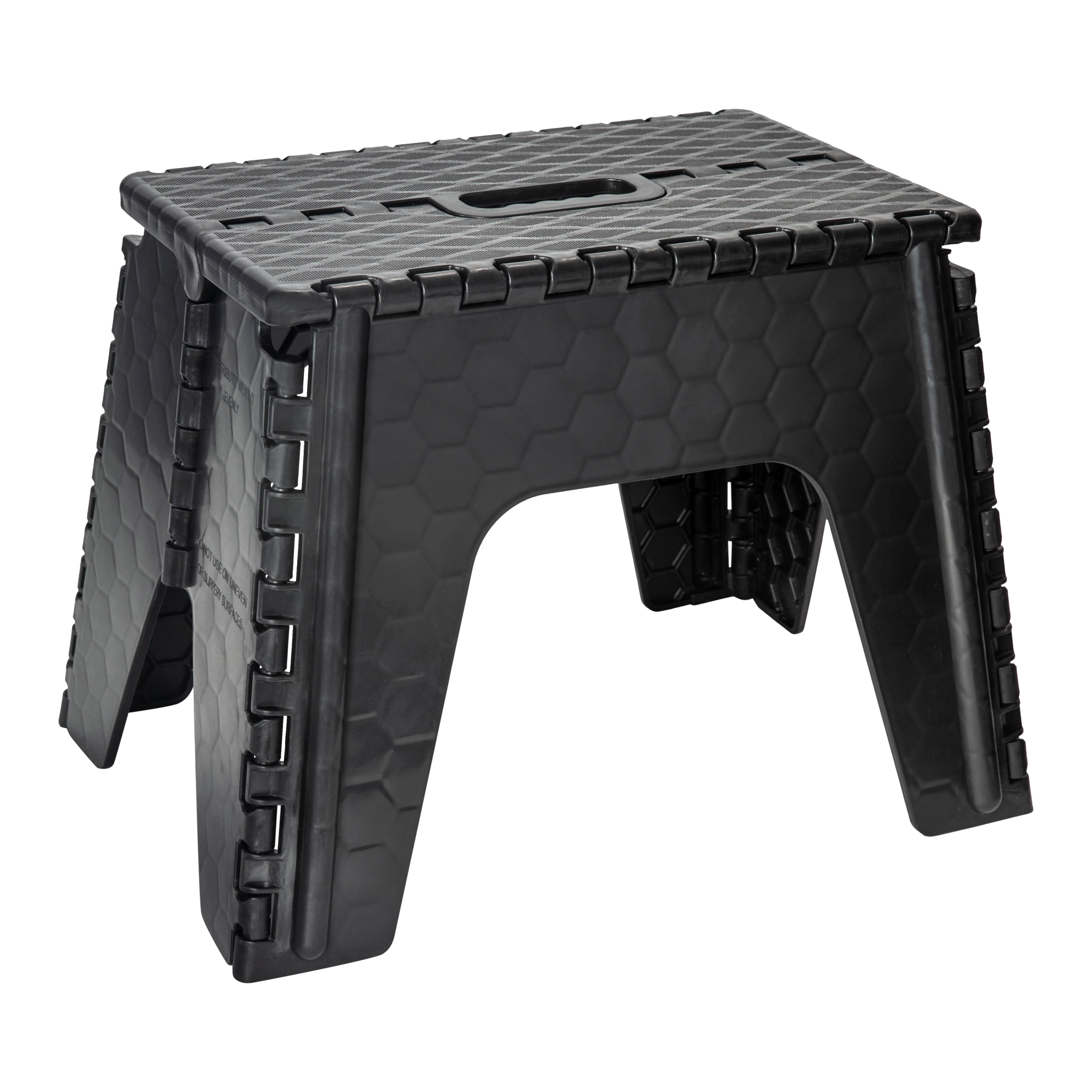 Simplify 12" Plastic Folding Single Step Stool in Black - Walmart.com