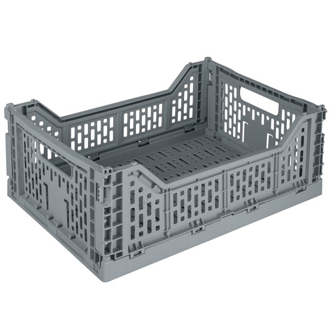 Simplify 15LT Collapsible Plastic Storage Crate in Grey - Walmart ...