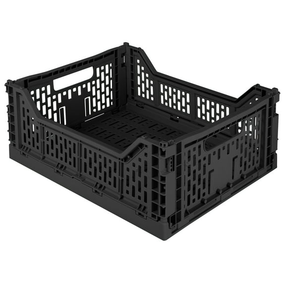 Simplify 15LT Plastic Collapsible Storage Crate Basket in Black - Walmart.com