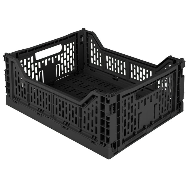 Simplify 15LT Plastic Collapsible Storage Crate Basket in Black ...