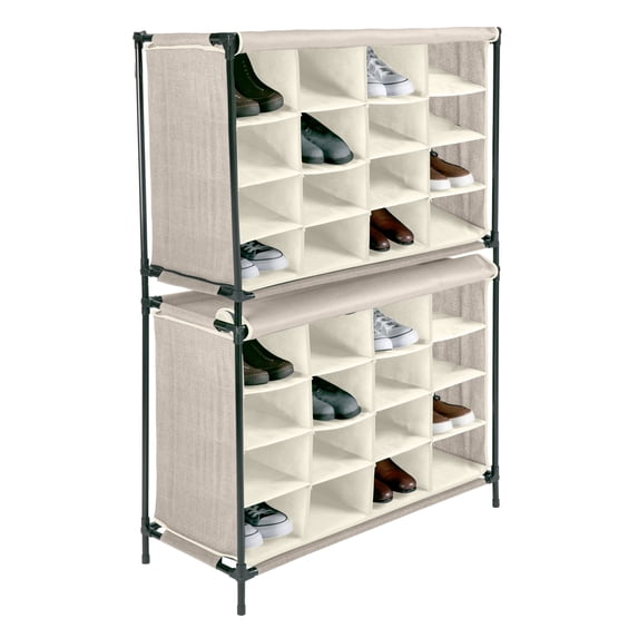 Free Shipping! Simplify 2 Pack 16 Compartment Shoe Cubby Beige Storage ...