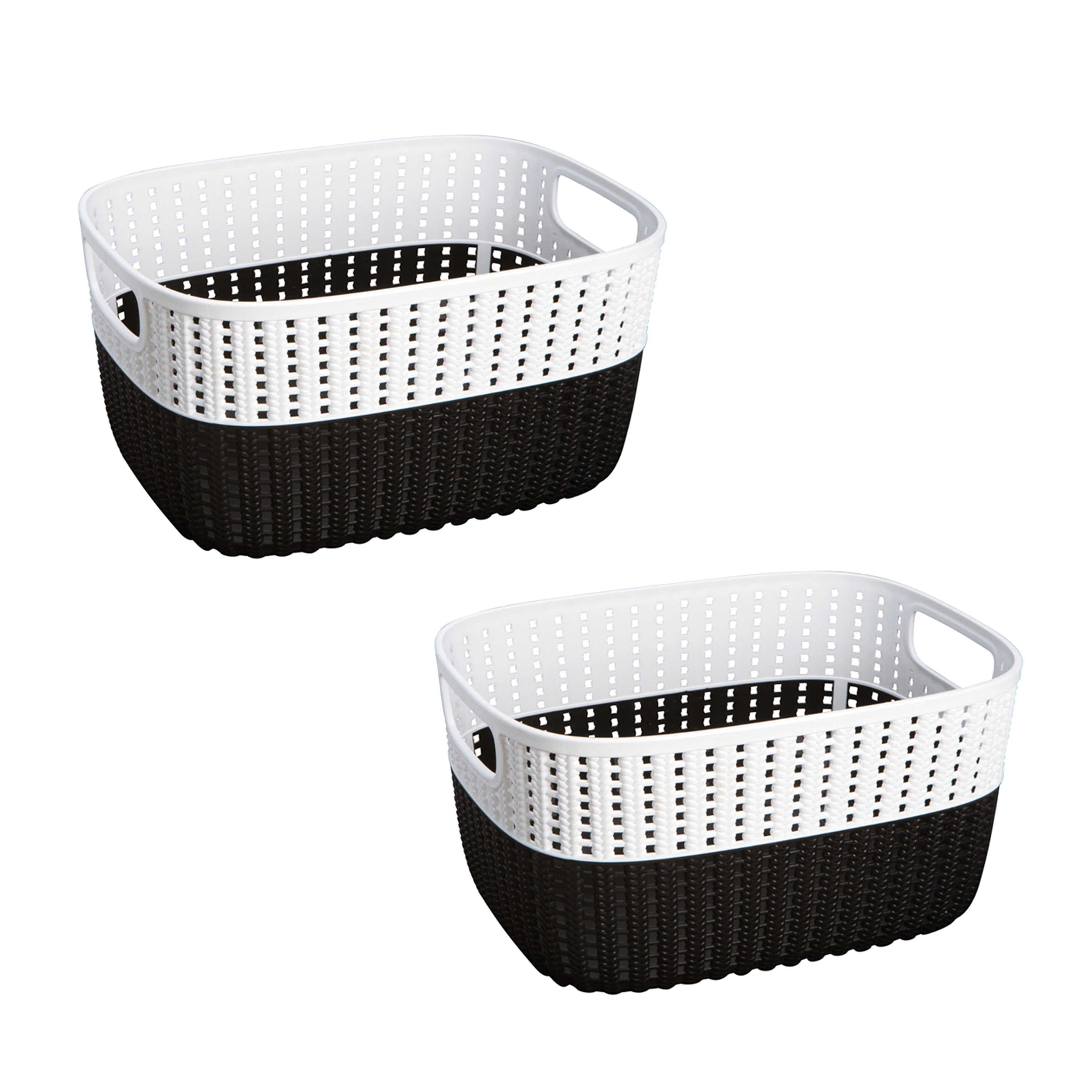 Simplify 2 Pack 2-Tone Decorative Small Storage Basket in Black ...