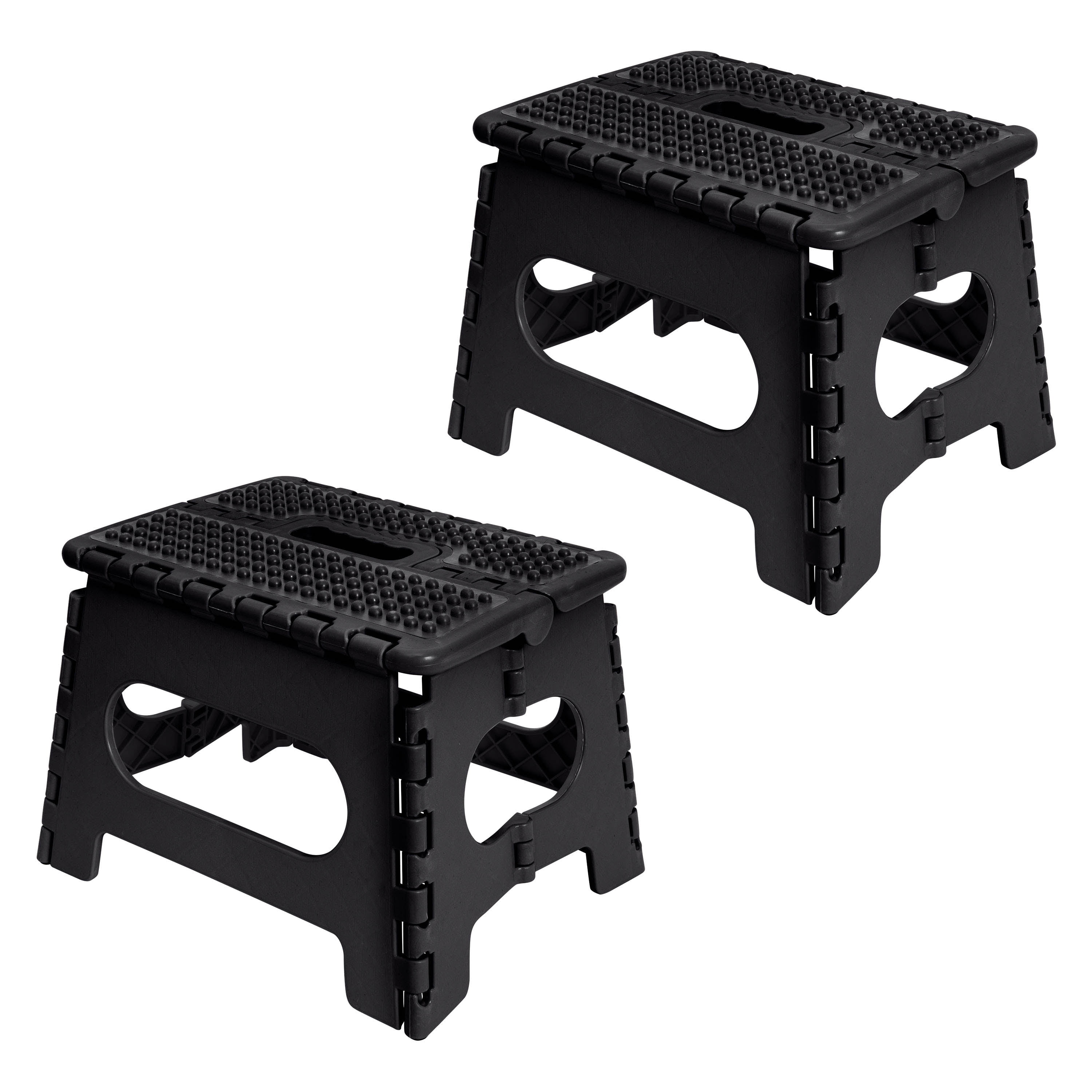 Simplify 2 Pack 9" Anti-Skid Plastic Folding 1 Step Stool in Black ...