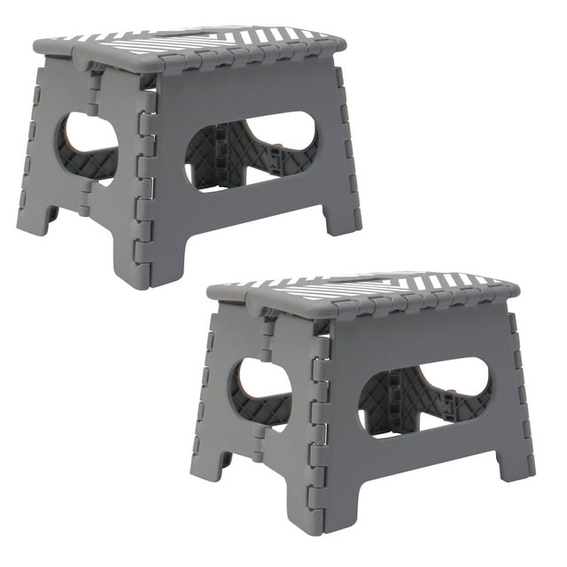 Simplify 2 Pack 9" Plastic Folding 1 Step Stool in Grey - Walmart.com
