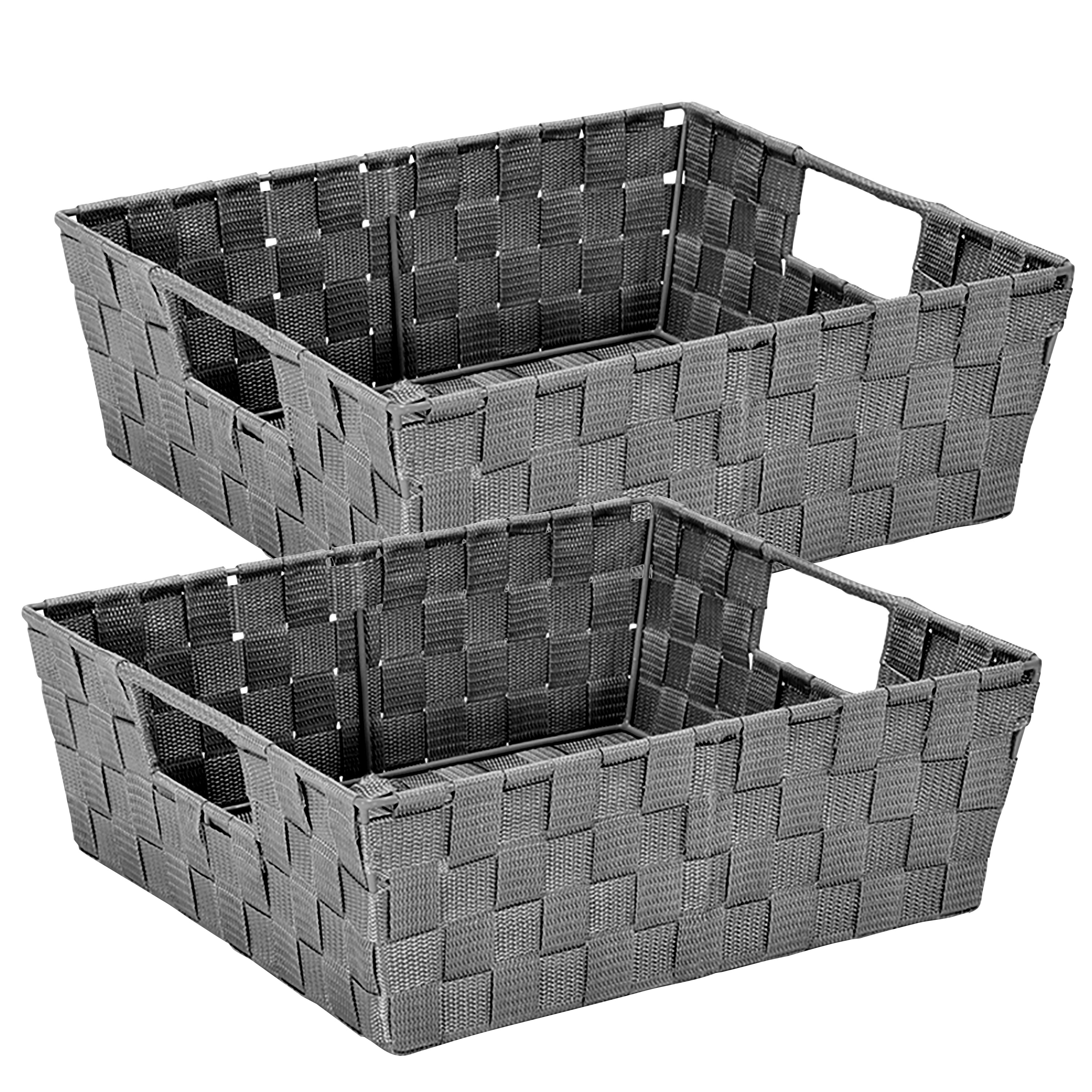 Simplify 2 Pack Large Woven Shelf Storage Basket in Grey - Walmart.com