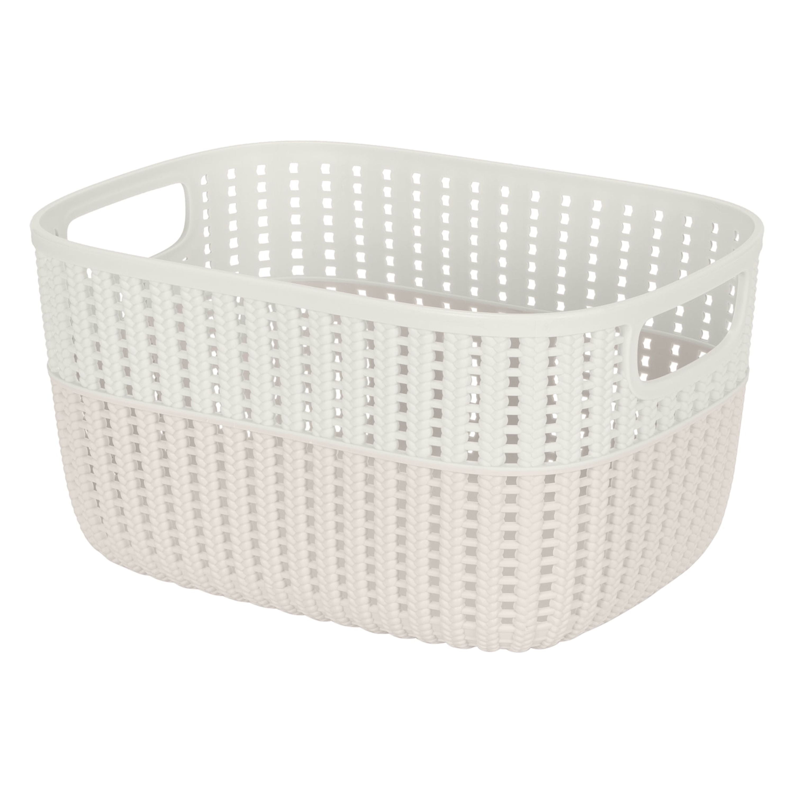 Simplify 2-Tone Decorative Medium Polypropylene Storage Basket in Ivory ...