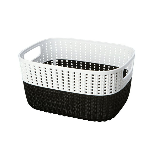 Simplify 2-Tone Decorative Small Plastic Storage Basket in Black ...
