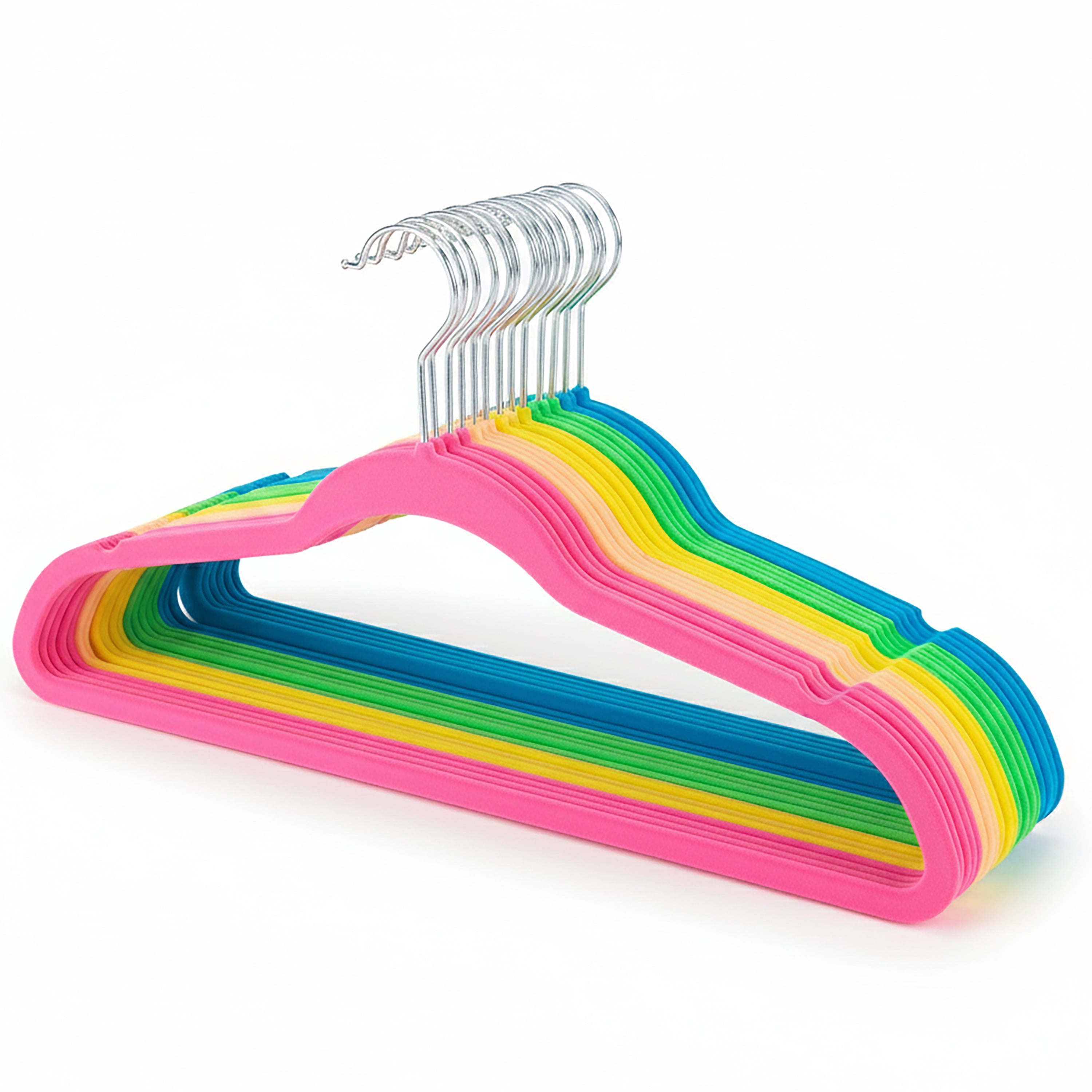 Simplify 25 Pack Slim Velvet Shirt Hangers in Multicolored Neon ...