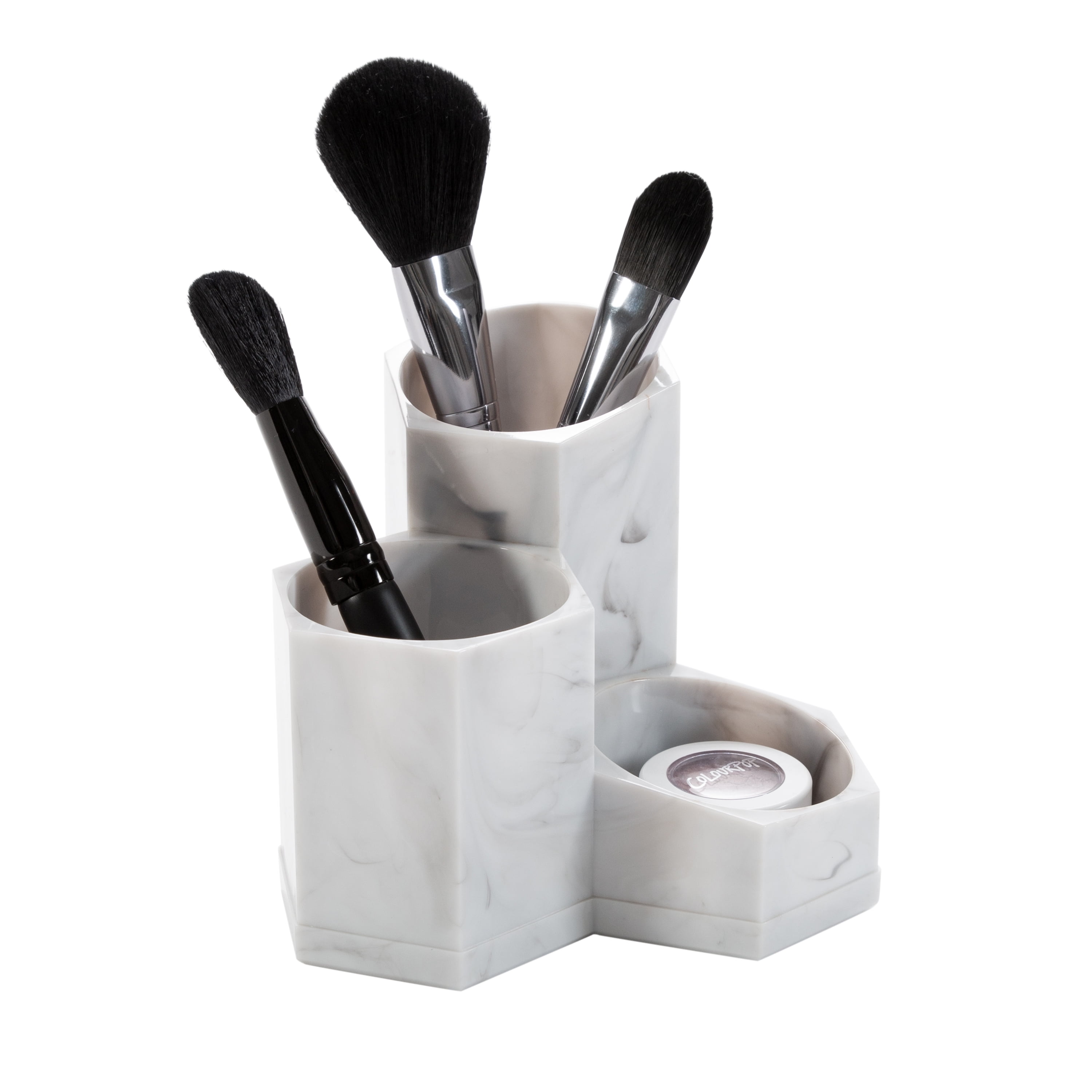 Simplify 3 Compartment Marble Cosmetic Organizer for Desk, Makeup, and ...