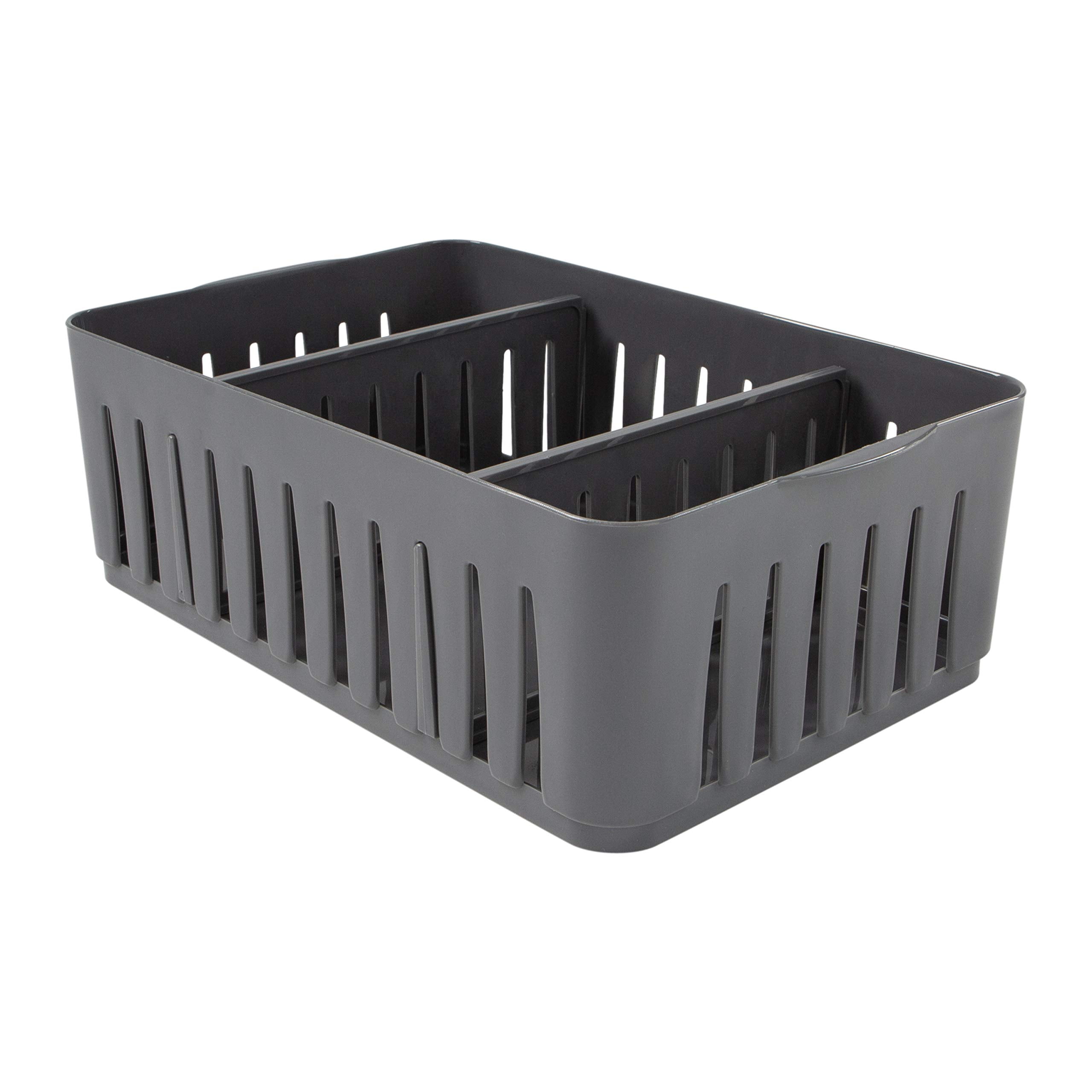 Simplify 3 Compartment Stackable Bin with Adjustable Dividers | Drawer ...