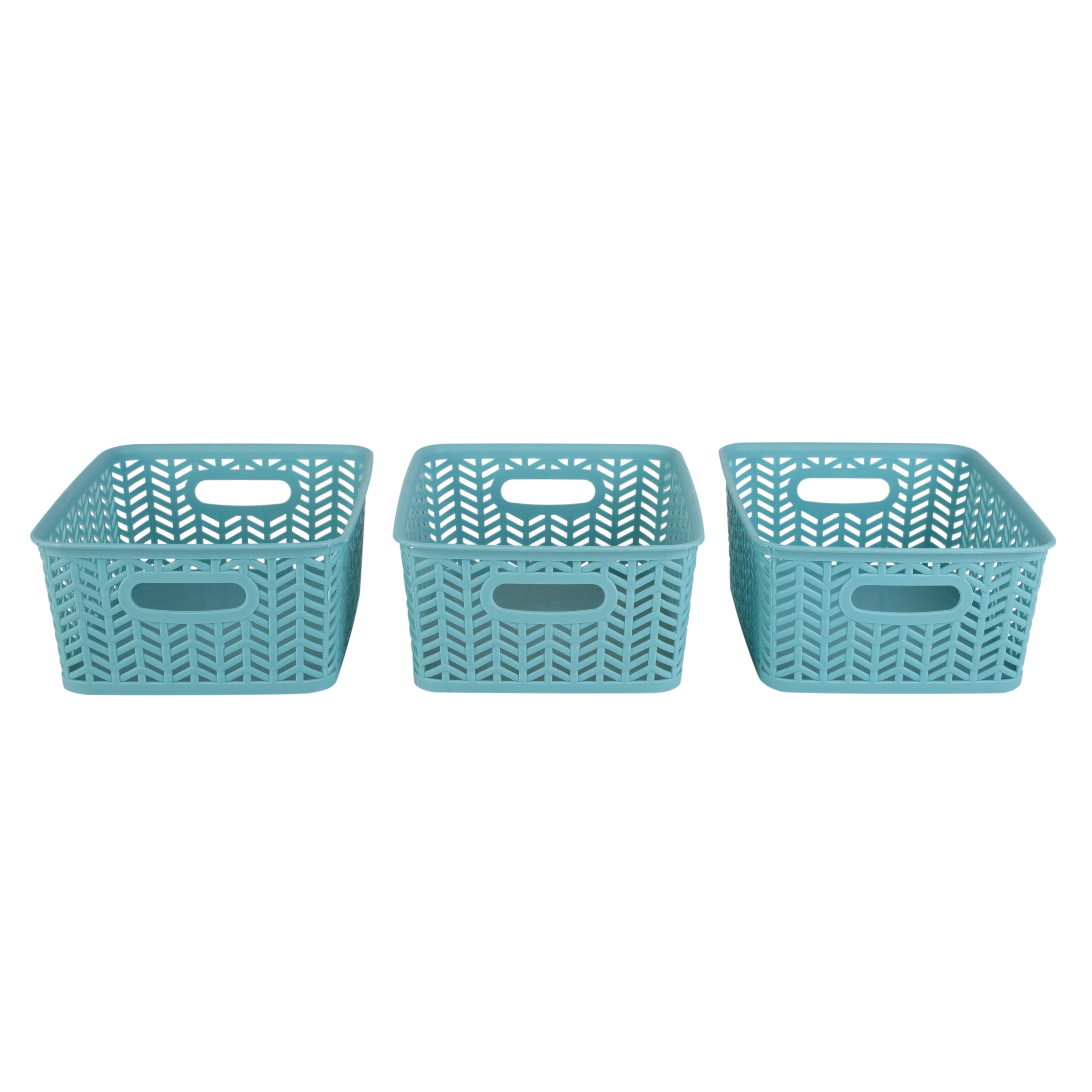 Simplify Organizing Herringbone Storage Bin, 3 Pack Small Plastic ...