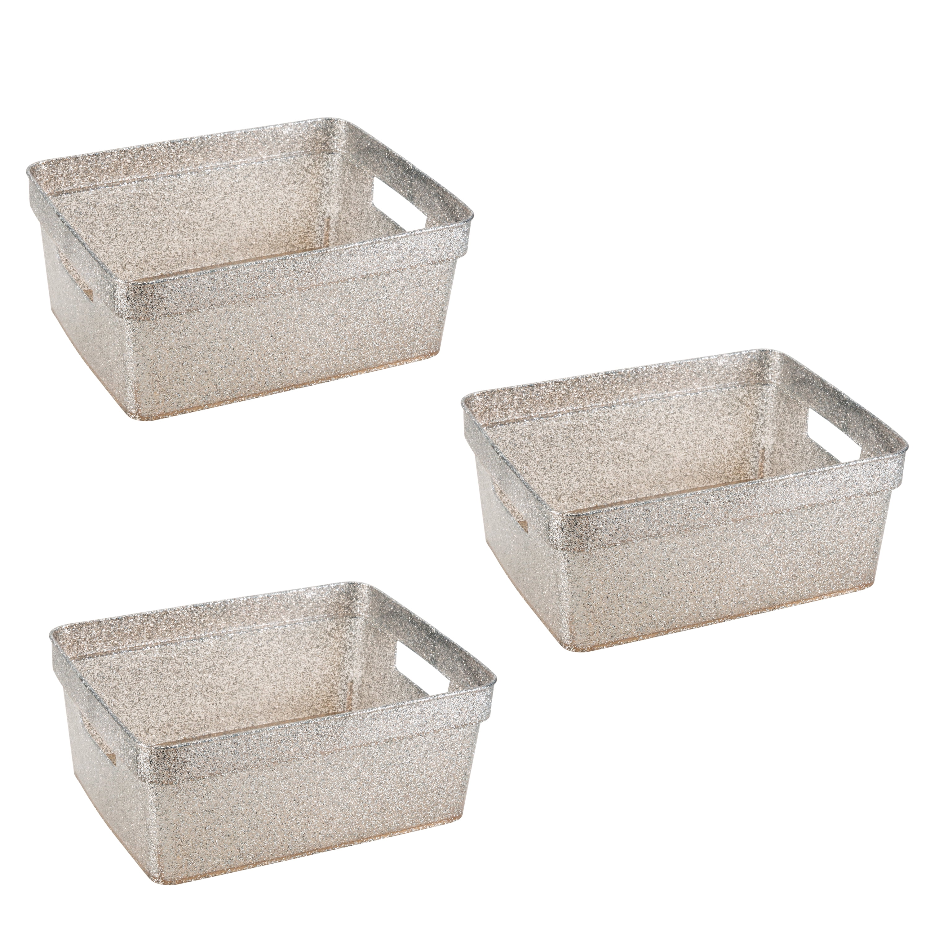Simplify 3 Pack Small Polypropylene Glitter Storage Tote Baskets ...