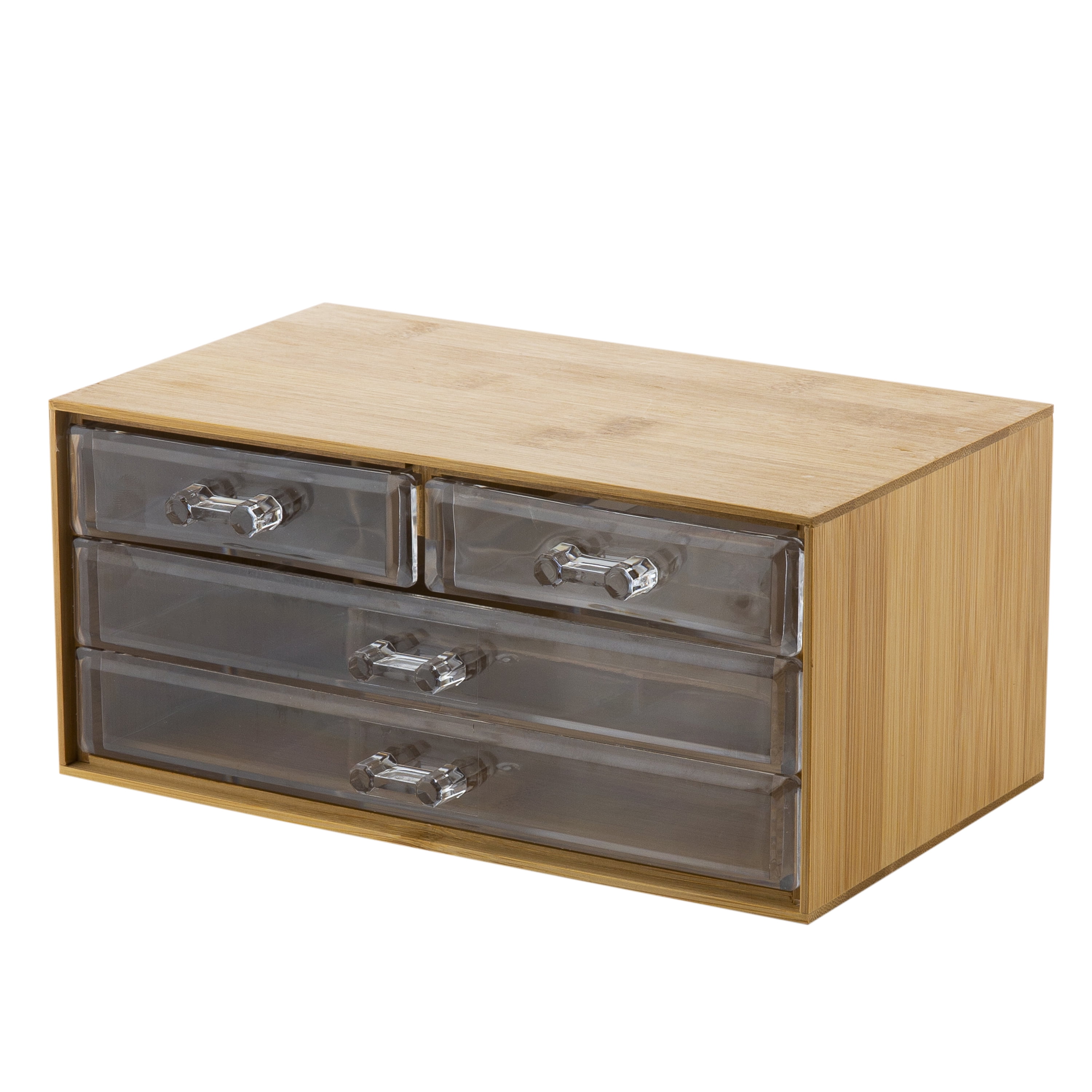 Simplify 3 Tier 4 Drawer Cosmetic Organizer and Jewelry Chest in Bamboo ...