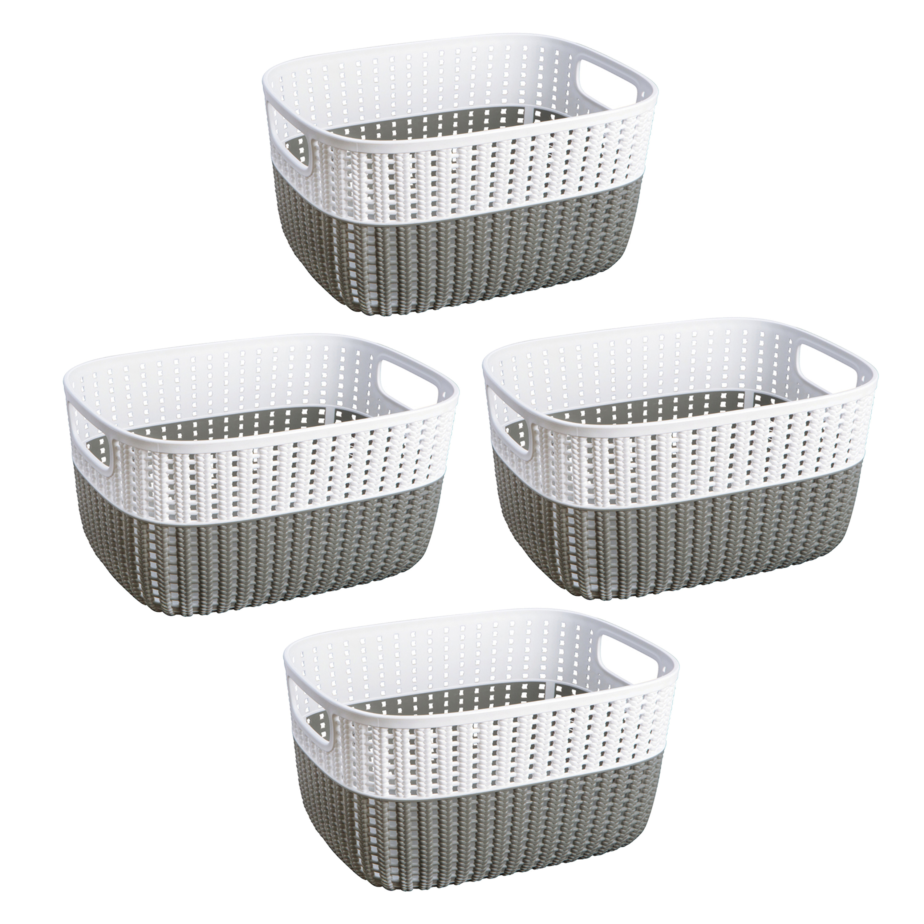 Simplify 4 Pack 2-Tone Decorative Small Storage Basket in Grey ...