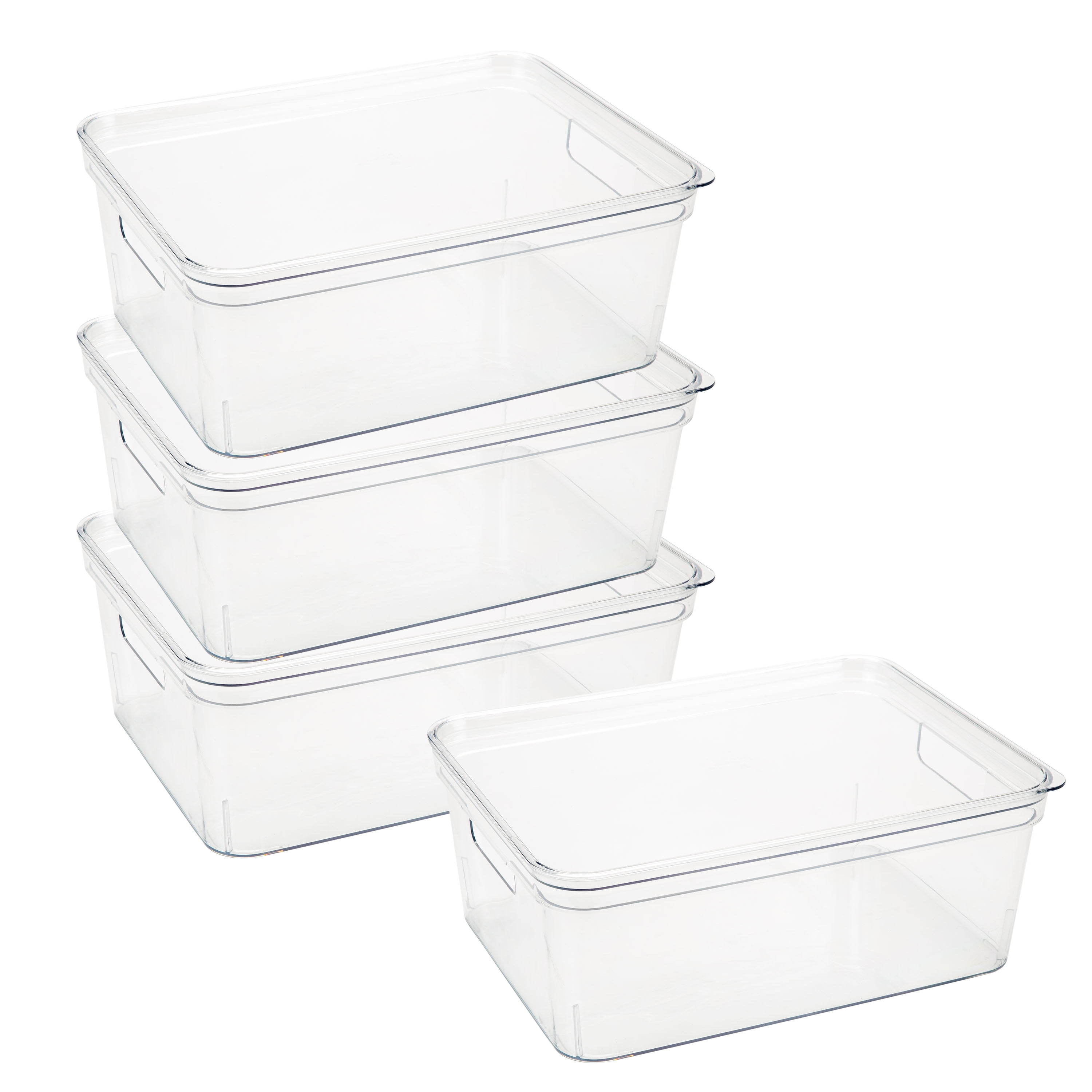 Simplify 4 Pack Medium Plastic Lidded Storage Baskets Bin, Clear ...