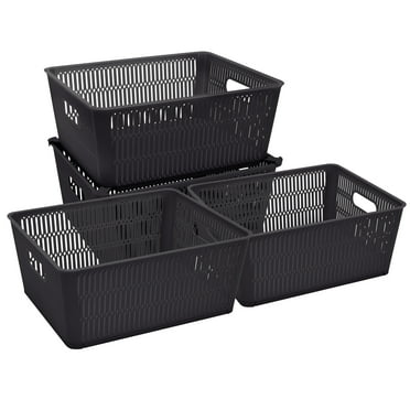 Simplify 2 Pack Large Woven Shelf Storage Basket in Grey - Walmart.com