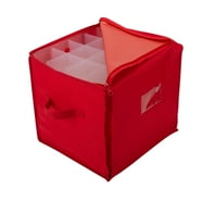 mDesign Square Gift-Wrap or Ornament Storage Box, Handles, 2 Pack ...