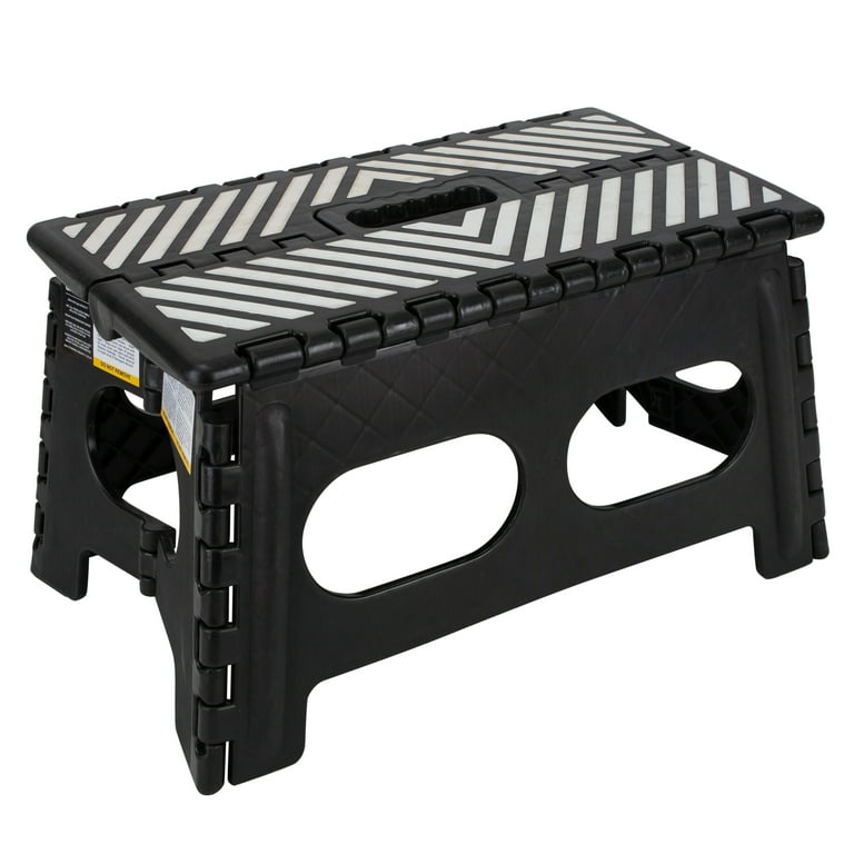 Simplify 9 Extra Wide 1 Step Plastic Folding Step Stool Black