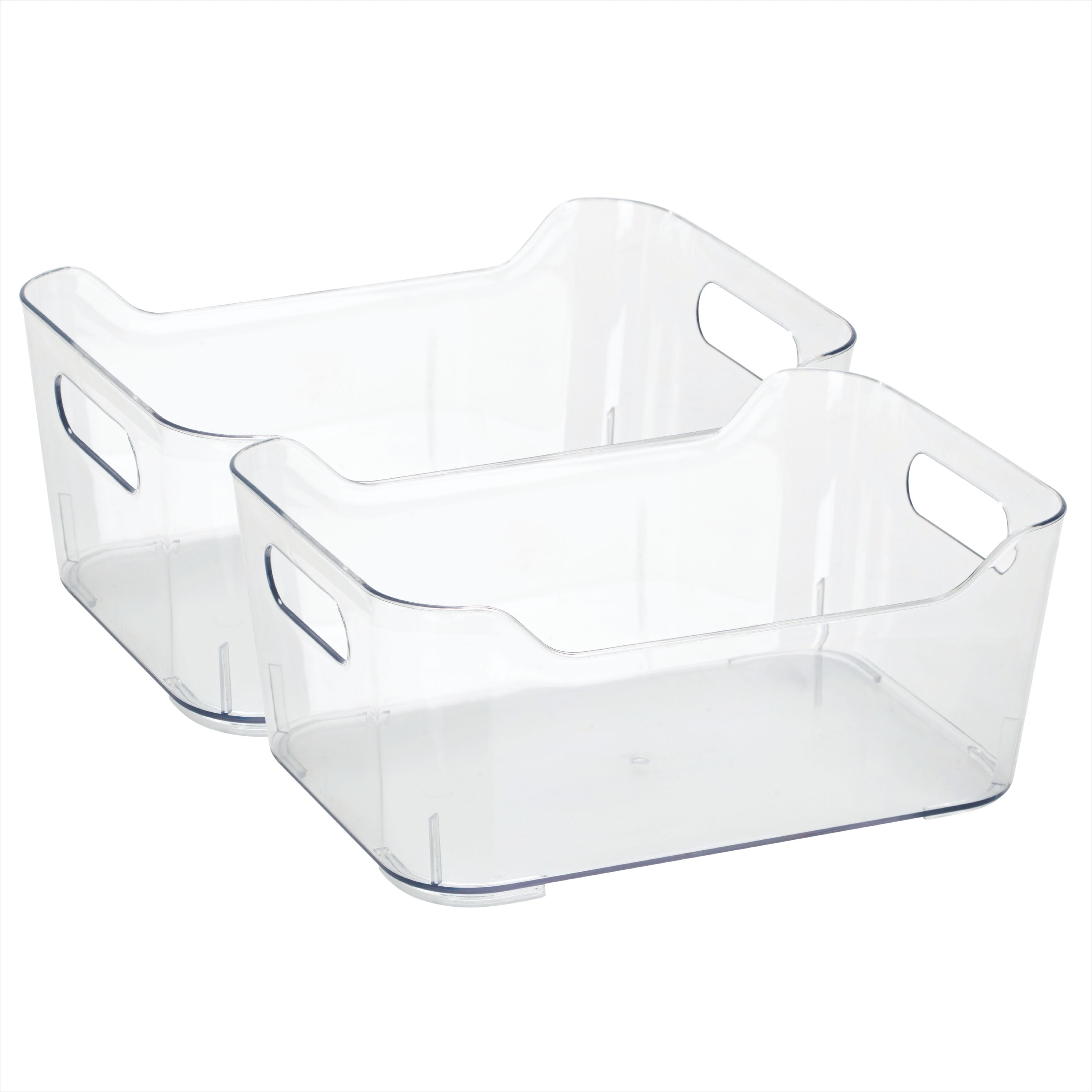 Simplify Built-in-Handles Plastic Storage Basket, 2 Pack, Clear ...