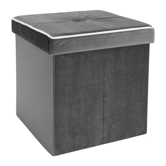 Simplify Collapsible Velvet Storage Ottoman in Gray - Walmart.com