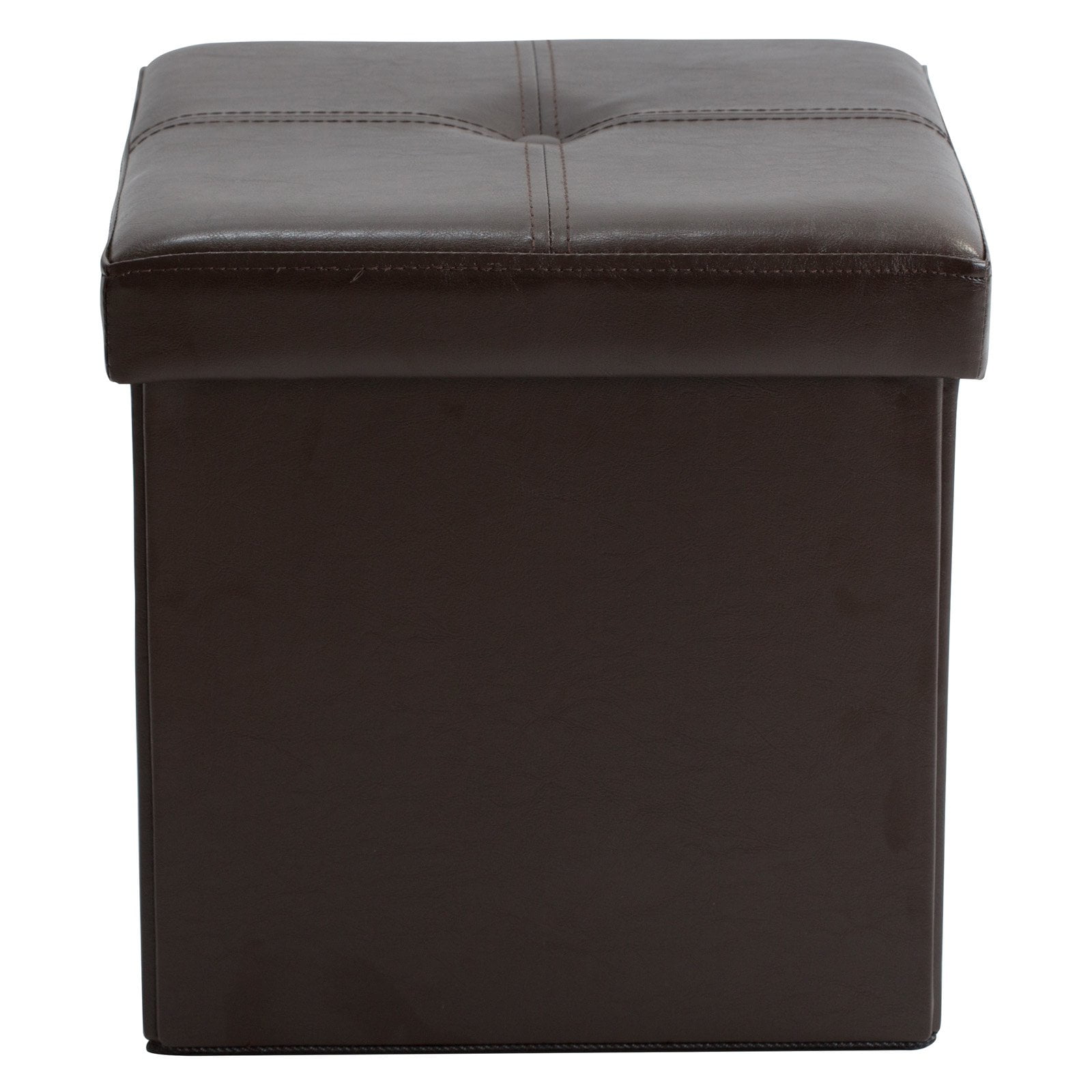 Simplify Faux Leather Folding Storage Ottoman Cube in Chocolate ...
