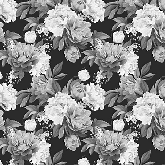 Simplify Floral Adhesive Wallpaper in Black and White - Walmart.com