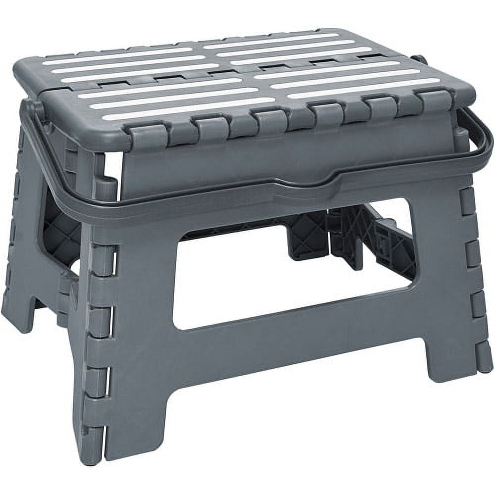 Simplify Gray Striped Folding 1 Step Stool with Handle - Walmart.com
